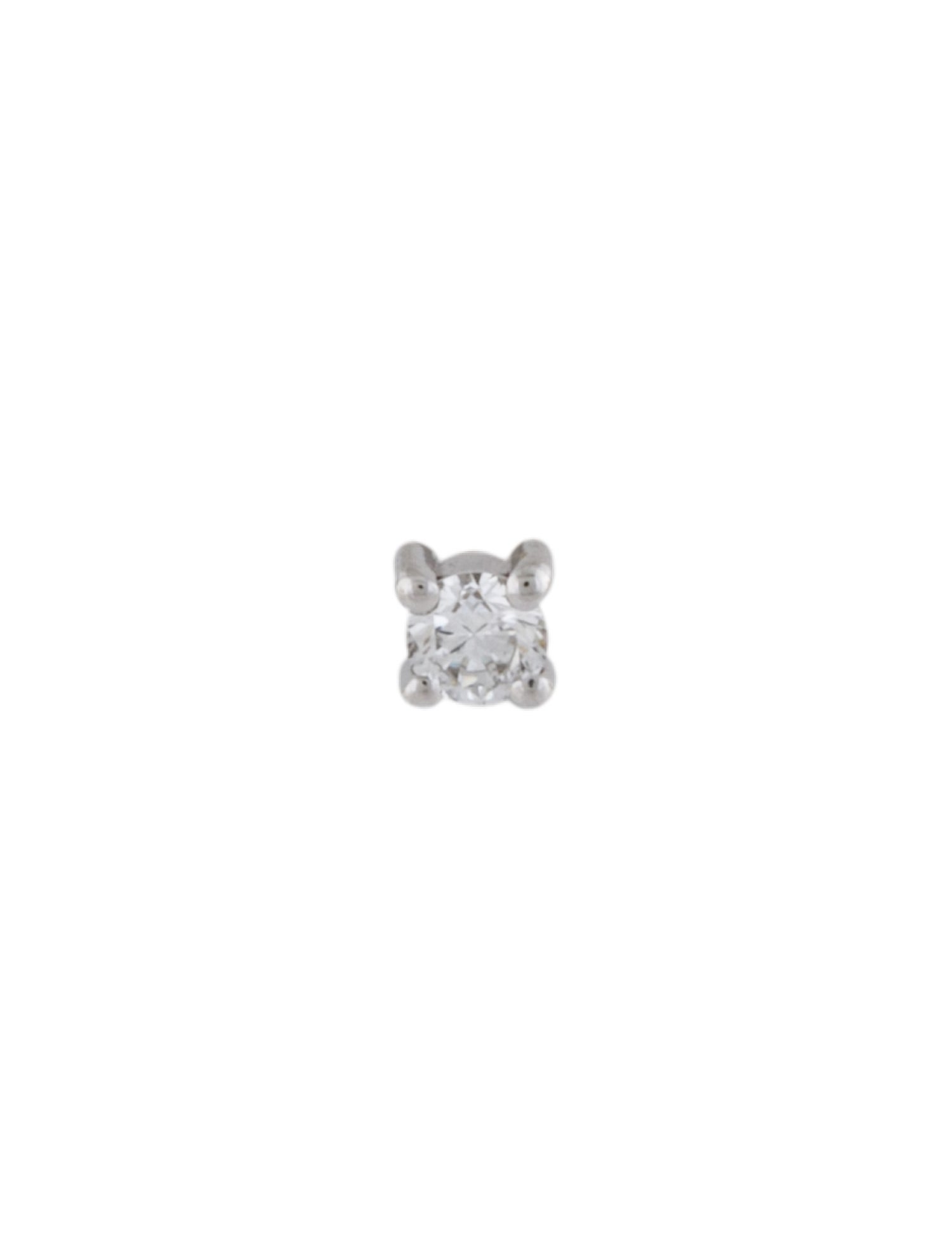 Earrings 14K Diamond Single Stud Earring - Rhodium-Plated 14K White Gold Stud, Earrings ...