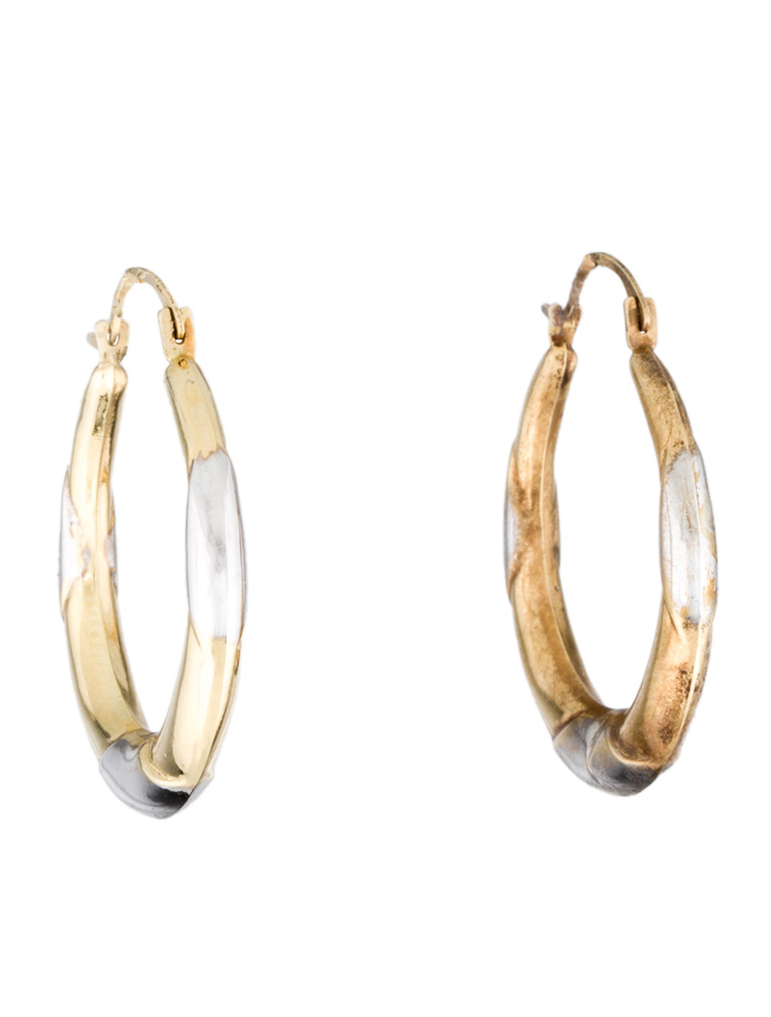 Earrings 14K Two Tone Hoop Earrings - 14K Yellow Gold Hoop, Earrings ...