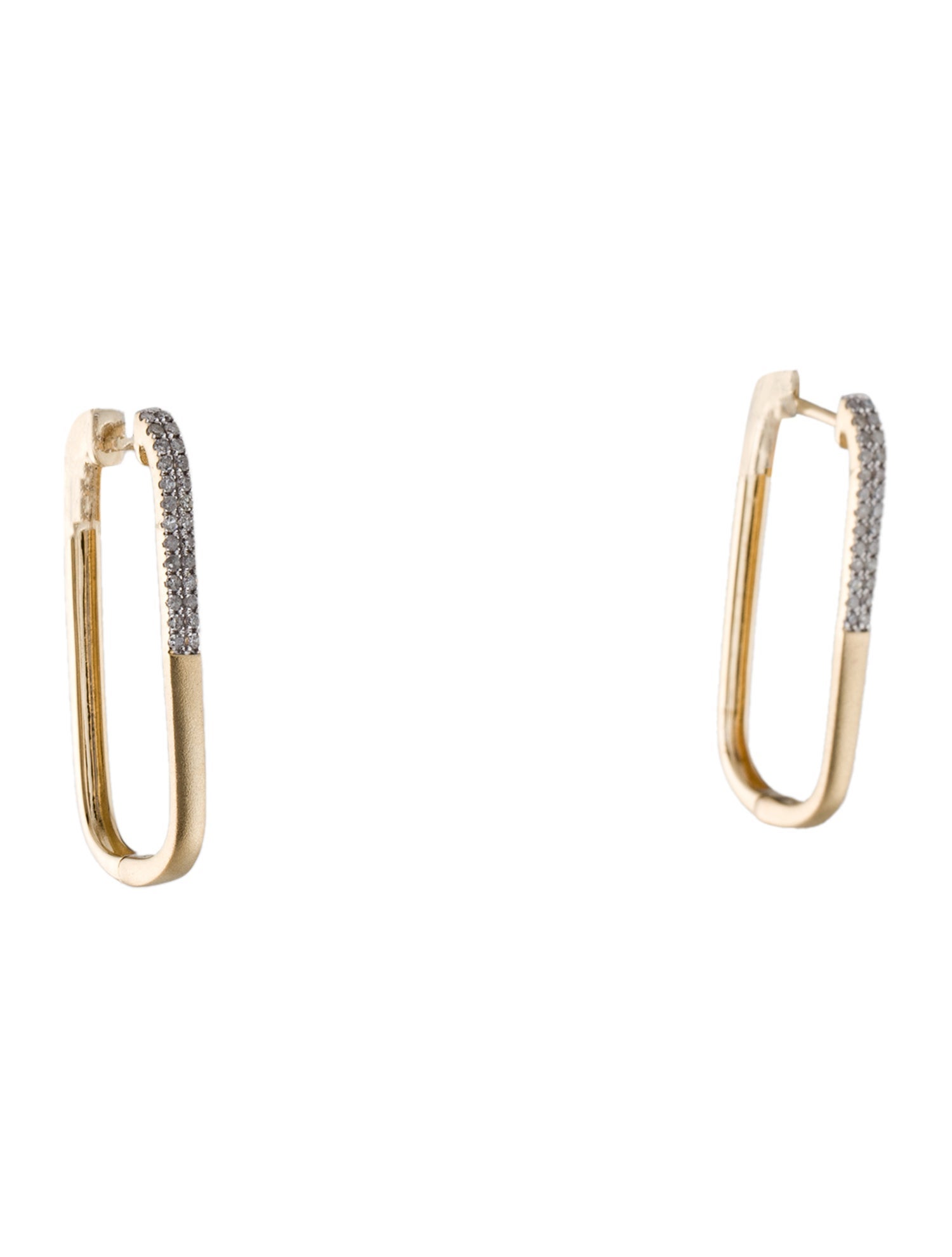 Earrings 14K Diamond Rounded Rectangular Hoop Earrings - Hoop, Earrings ...