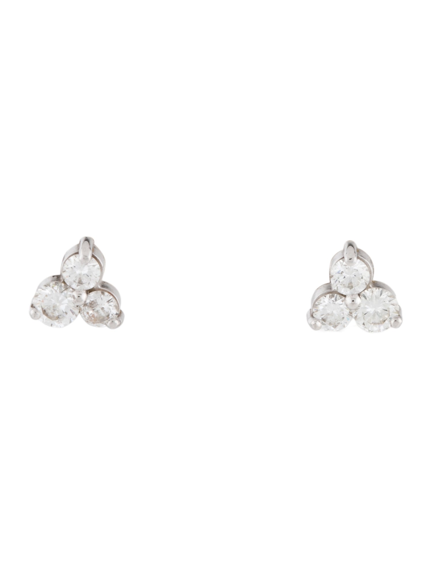 Earrings 14K Diamond Trinity Stud Earrings - 14K White Gold Stud, Earrings - EARRI350729 | The ...