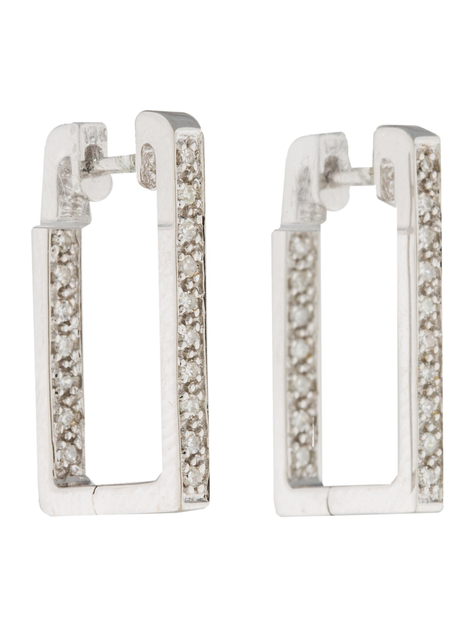 Earrings 18K Diamond Rectangle Hoop Earrings - Earrings - EARRI35205 ...