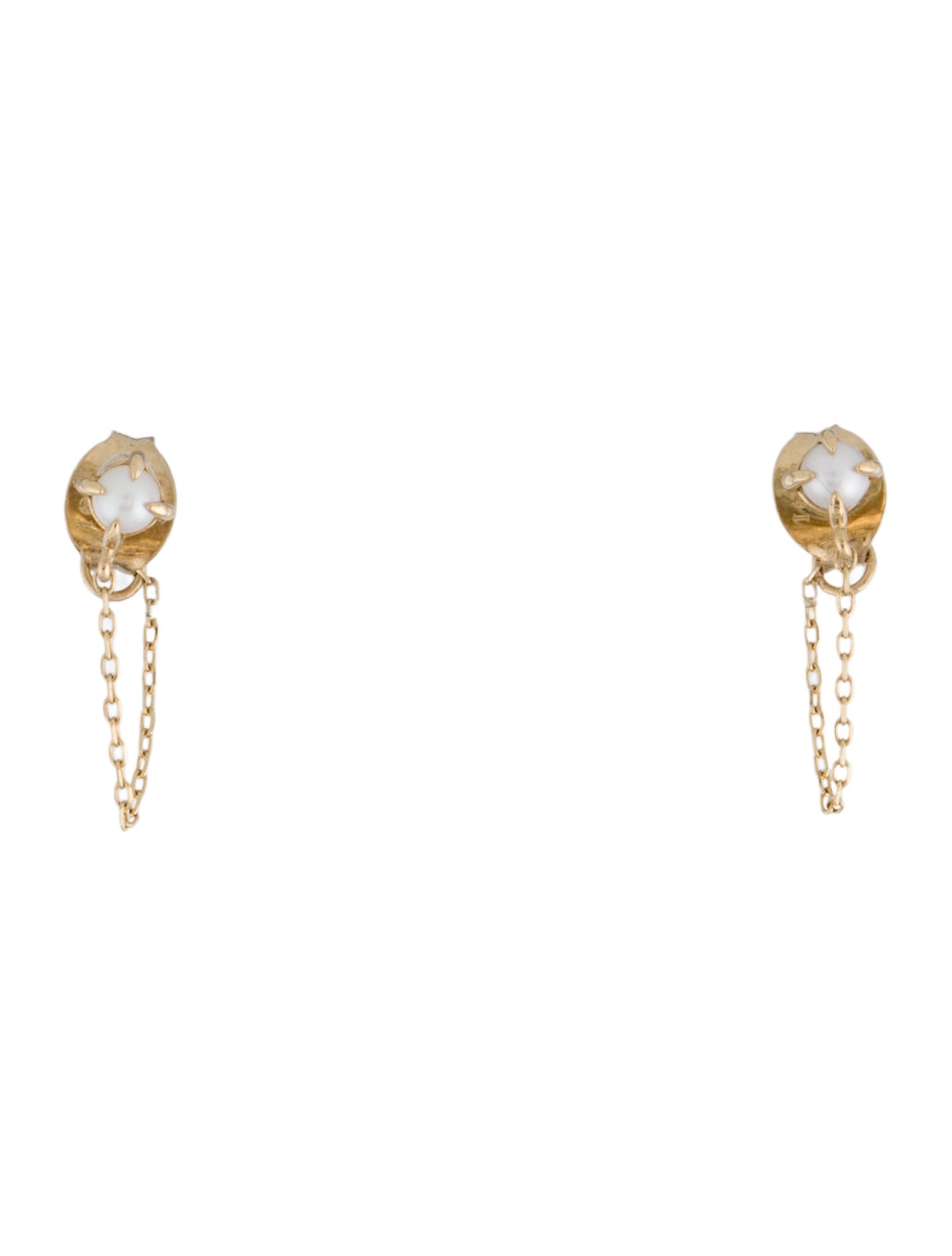 Earrings 14K Pearl Chain Loop Stud Earrings - 14K Yellow Gold Stud, Earrings - EARRI358630 | The ...