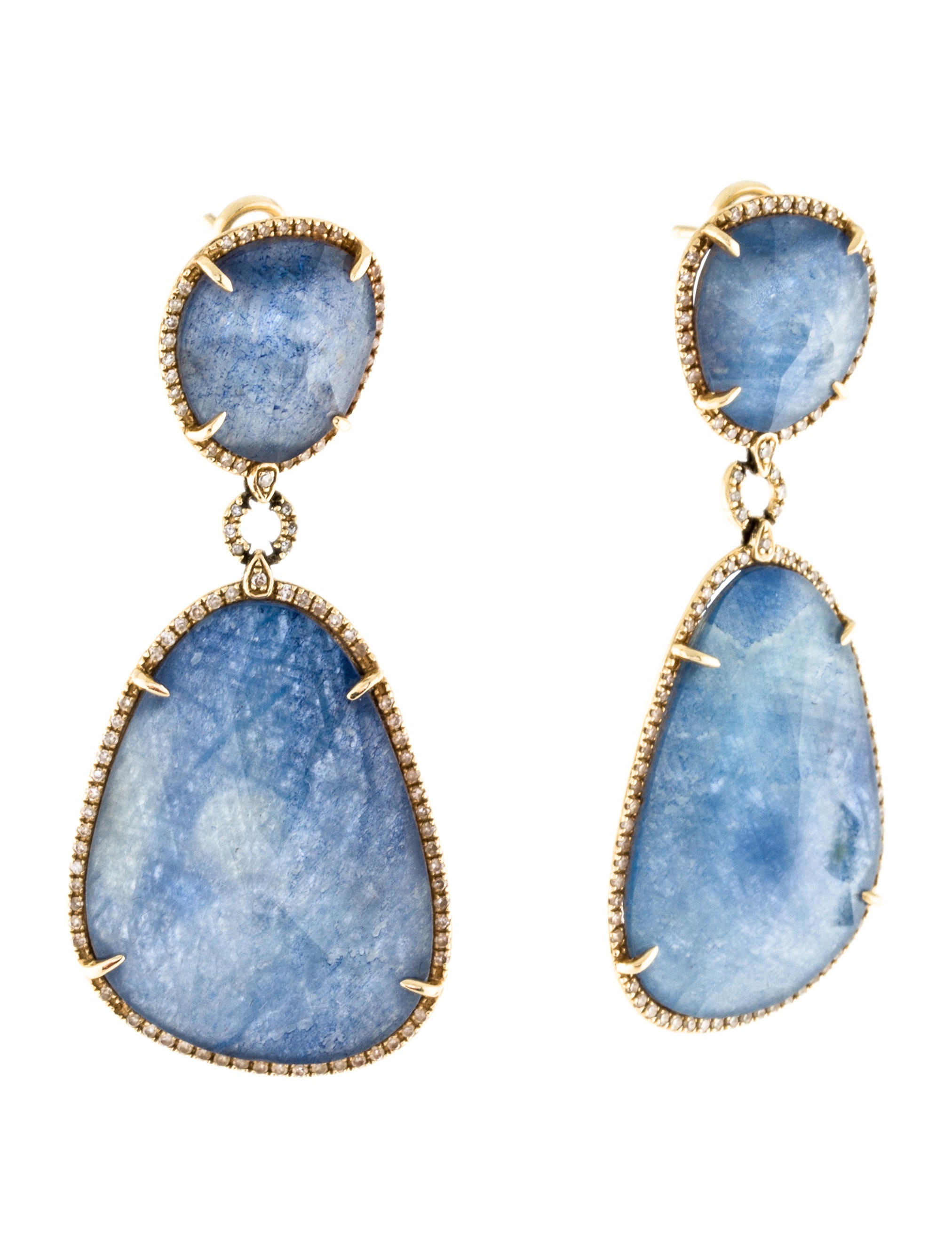 Getana 14K Sapphire Doublet & Diamond Drop Earrings - Earrings ...