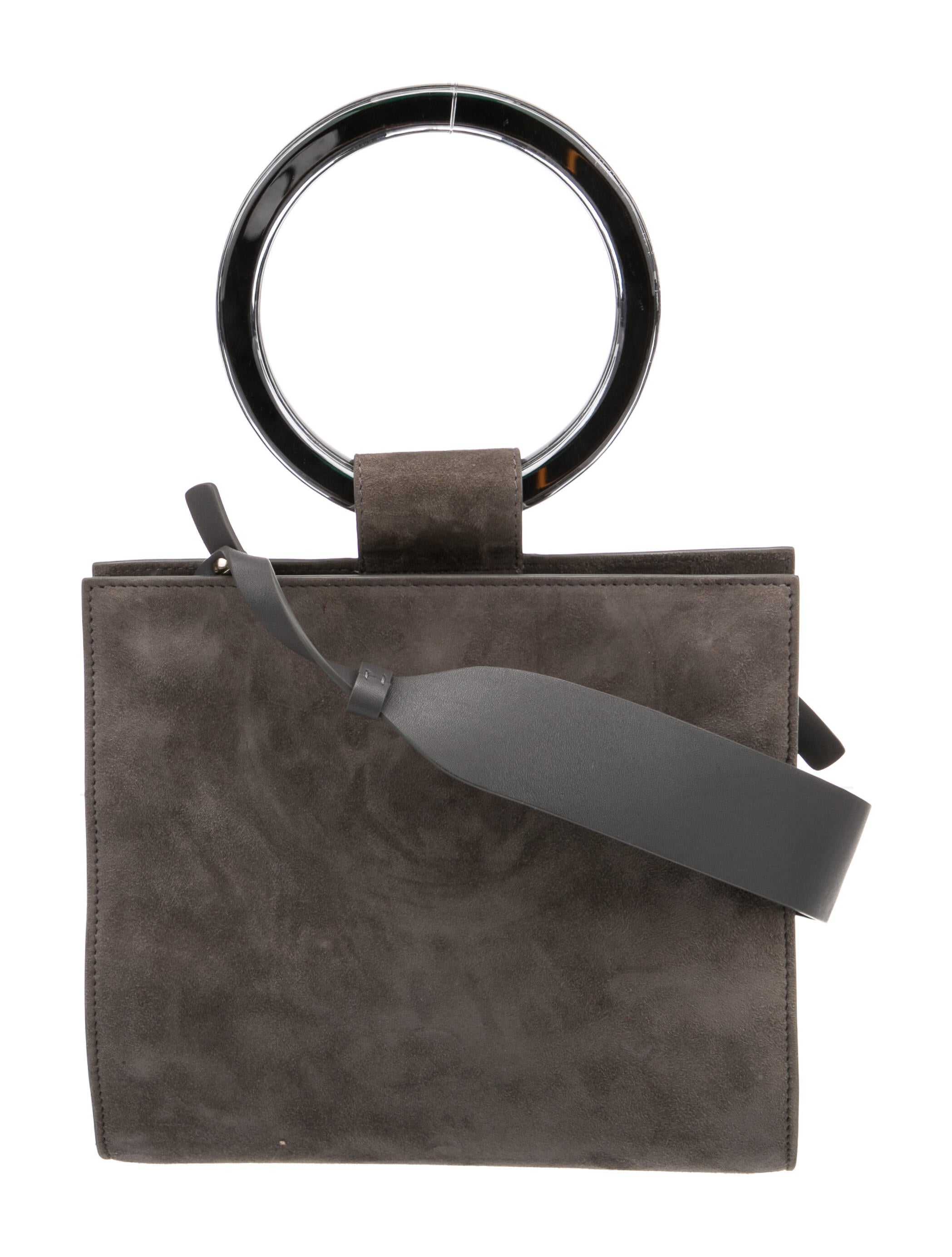 Edie Parker Suede Leather-Trimmed Crossbody Bag - Grey Crossbody Bags ...