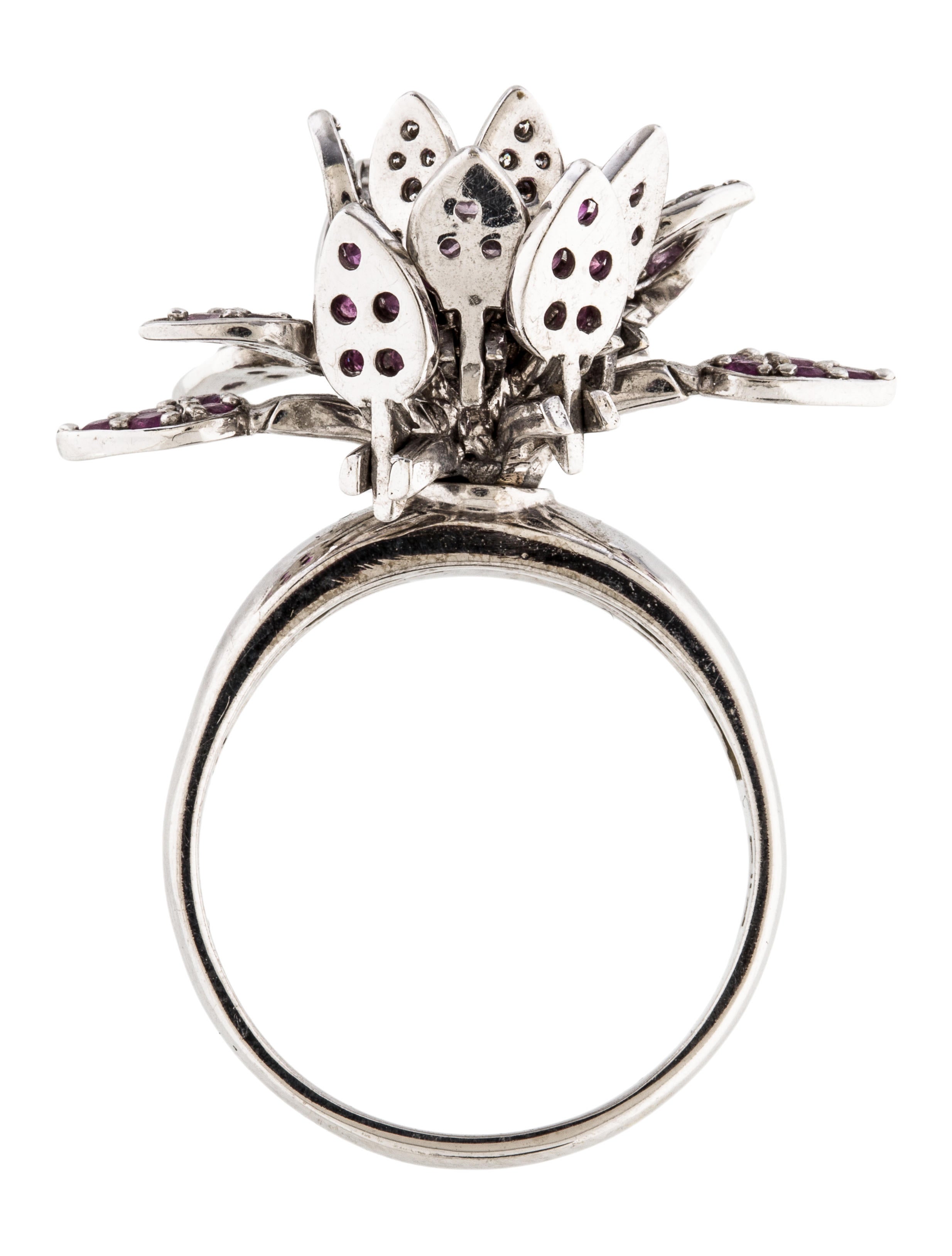 Effy Jewelry 14K Pink Sapphire & Diamond Flower Spinner Ring - Rings ...