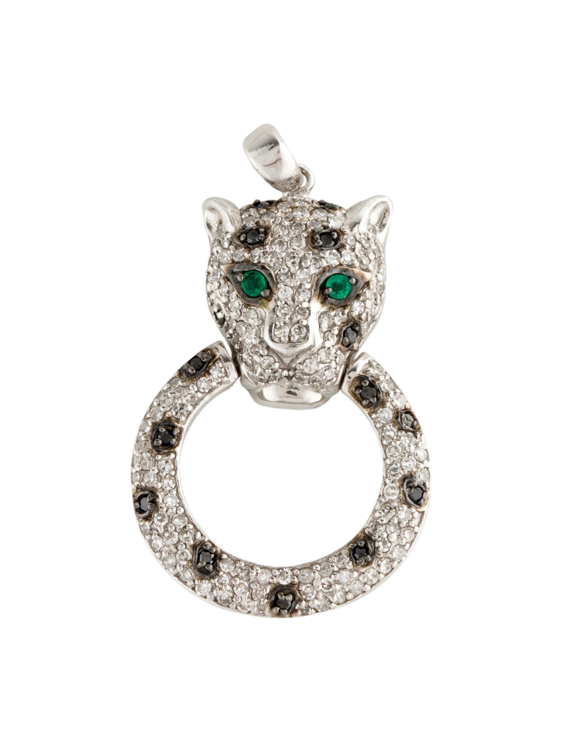 Effy Jewelry Effy 14k Leopard Diamond & Emerald Pendant - 14K White ...