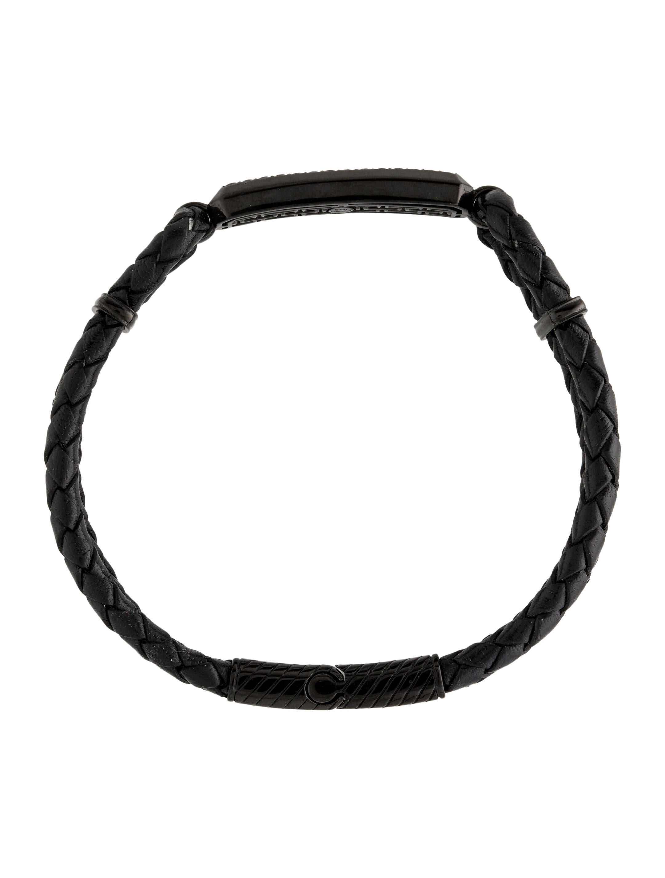 Effy Jewelry Spinal Leather Bracelet - Black, Sterling Silver Station ...