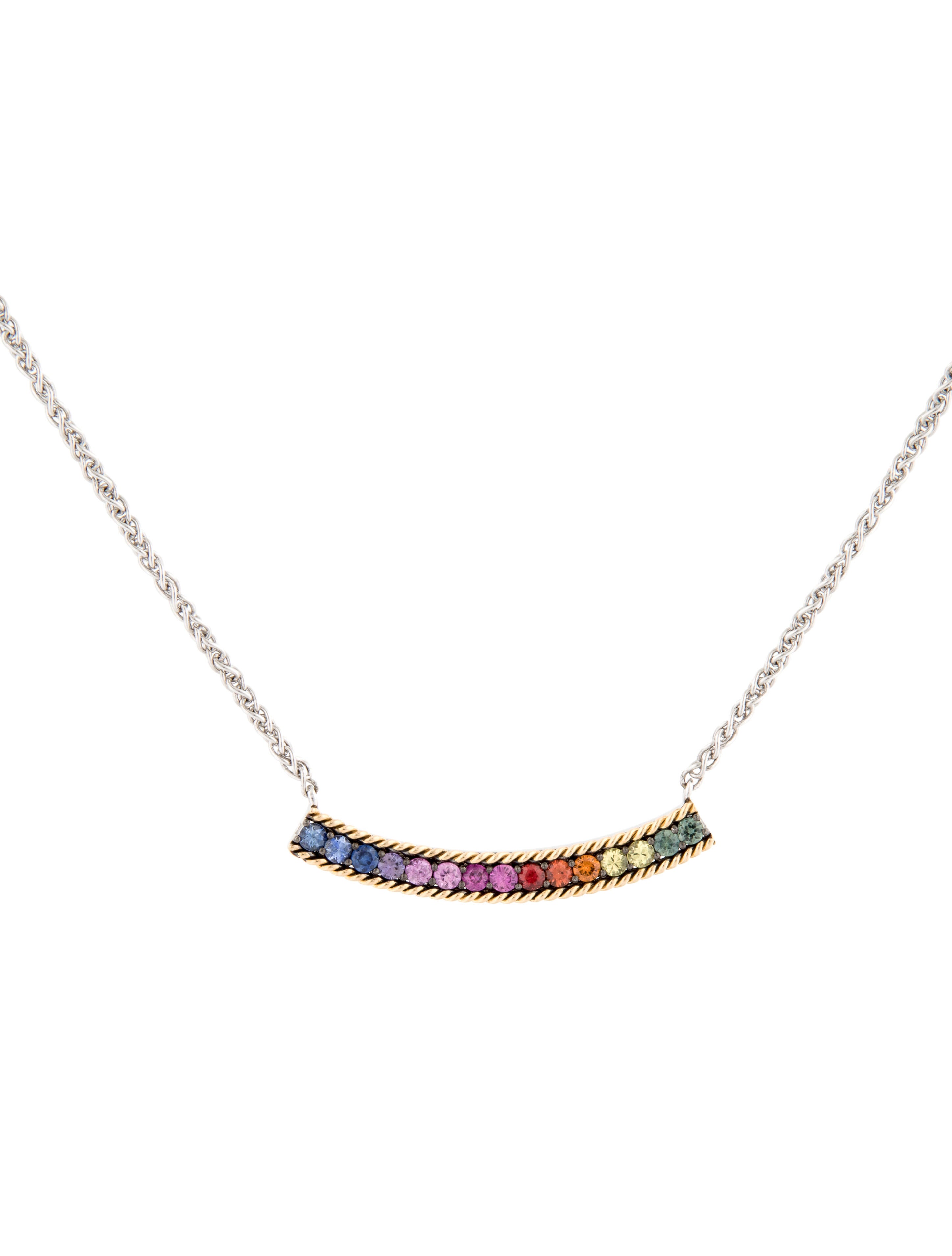 Effy Jewelry Rainbow Sapphire Pendant Necklace - 18K Yellow Gold ...