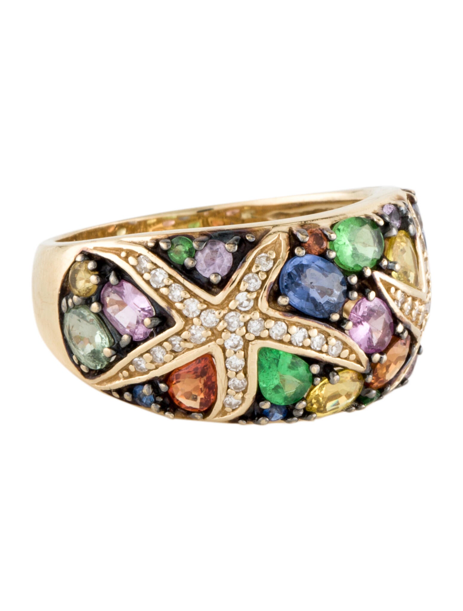 Effy Jewelry 14K Watercolors Tsavorite, Sapphire and Diamond Ring - 14K ...