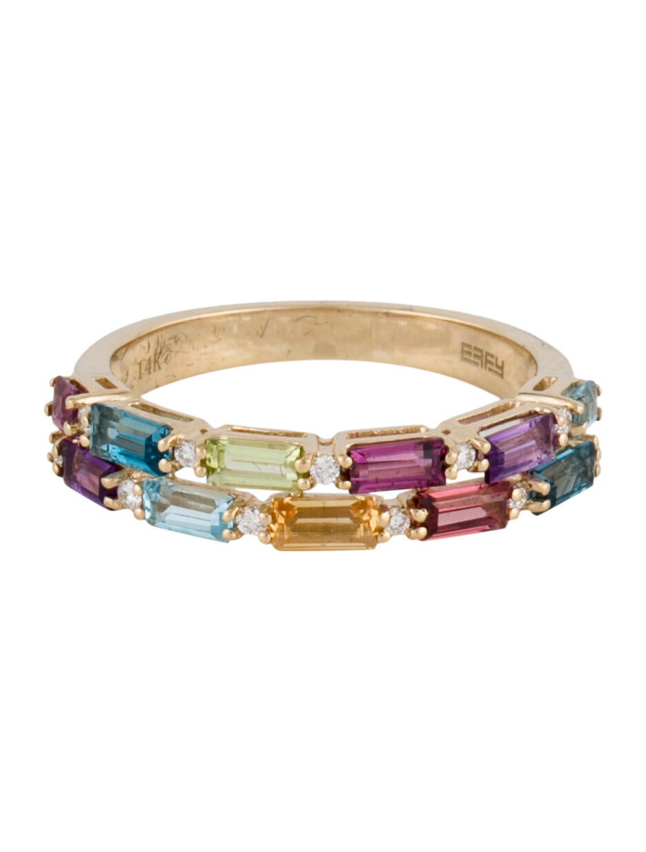 Effy Jewelry 14K Diamond & Multi-Stone Band - 14K Yellow Gold Band ...
