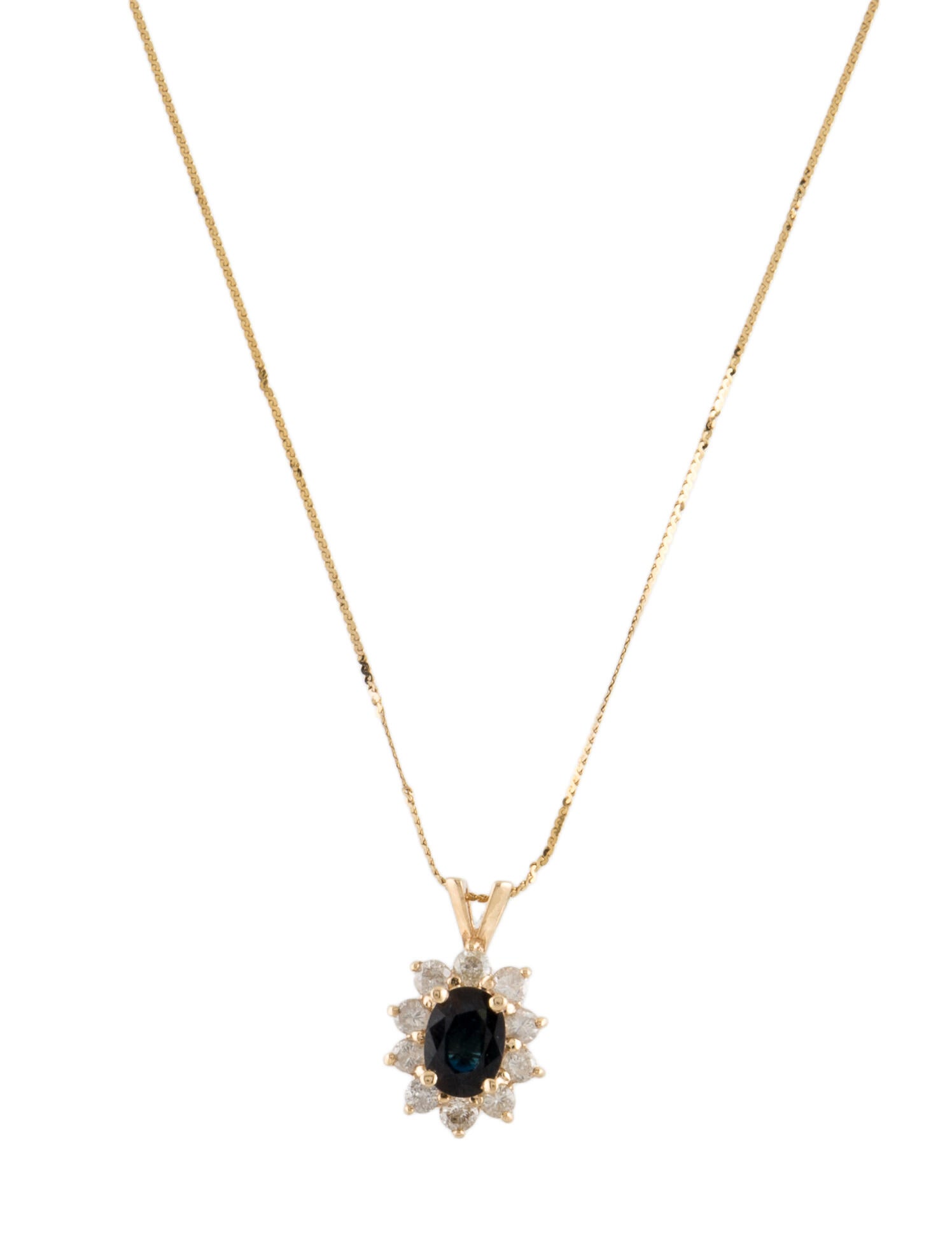 Effy Jewelry 14K Sapphire & Diamond Pendant Necklace - 14K Yellow Gold ...