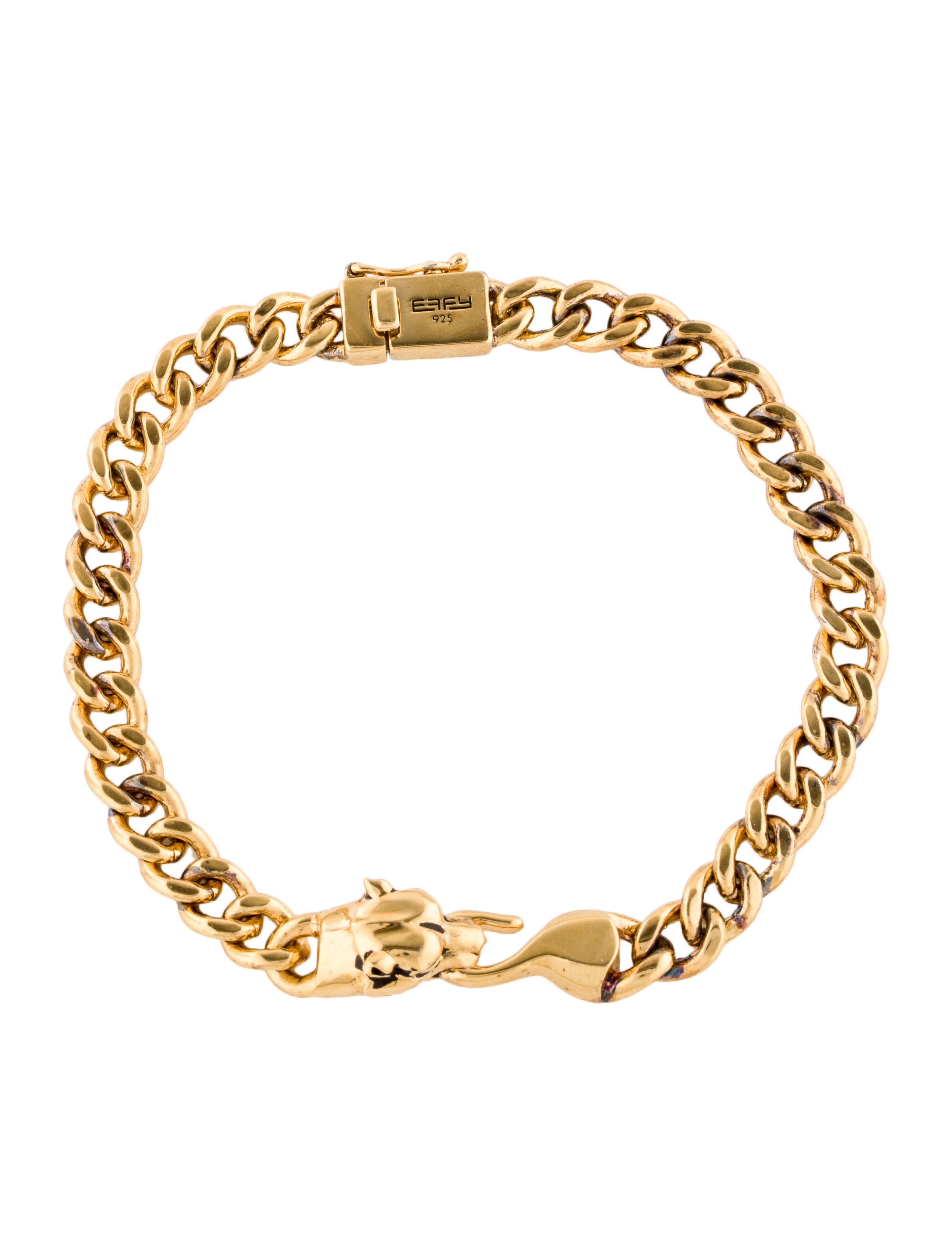 Effy Jewelry Spinel Panther Link Bracelet - Black, Sterling Silver Link ...