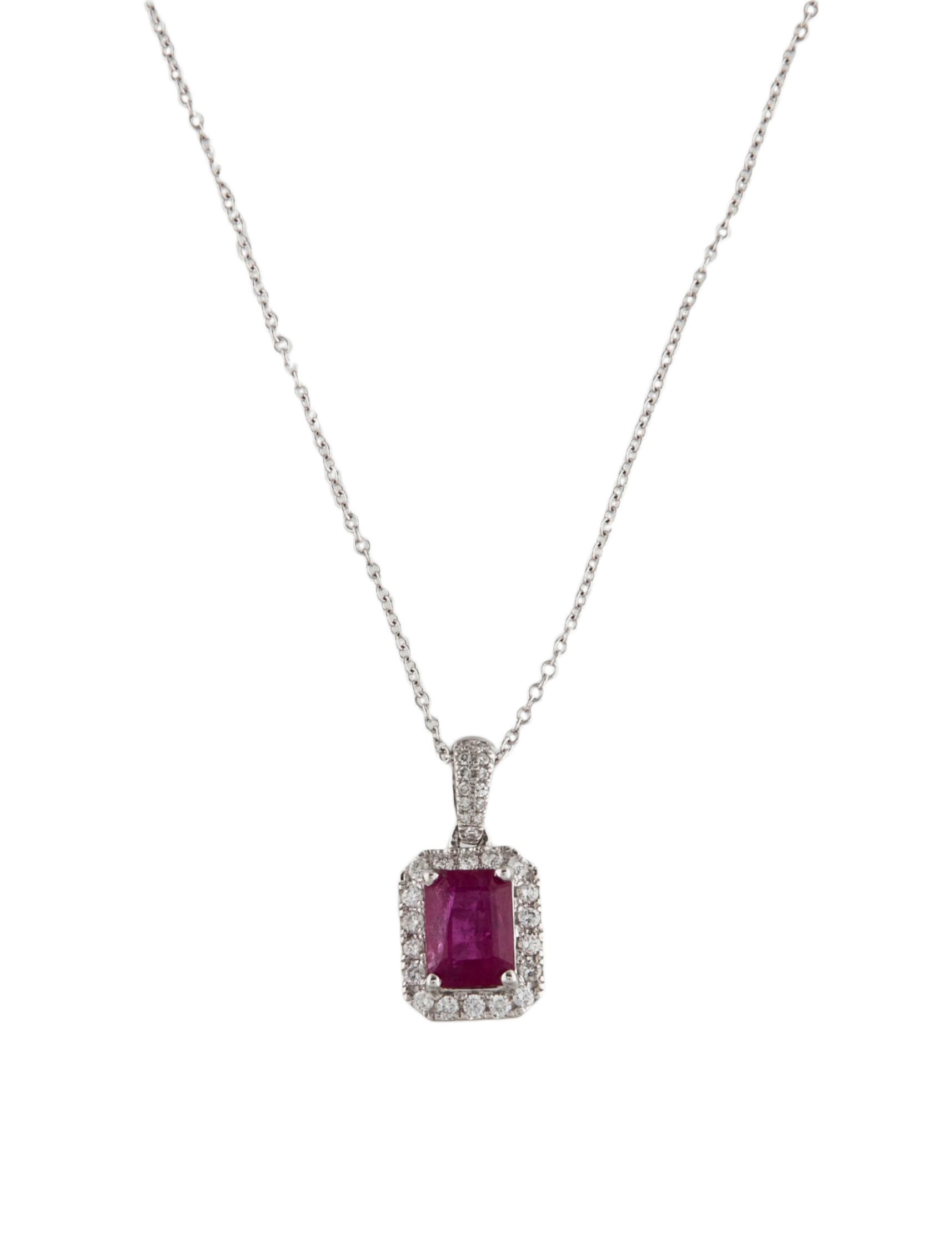 Effy Jewelry 14K Ruby & Diamond Pendant Necklace - Rhodium-Plated 14K ...