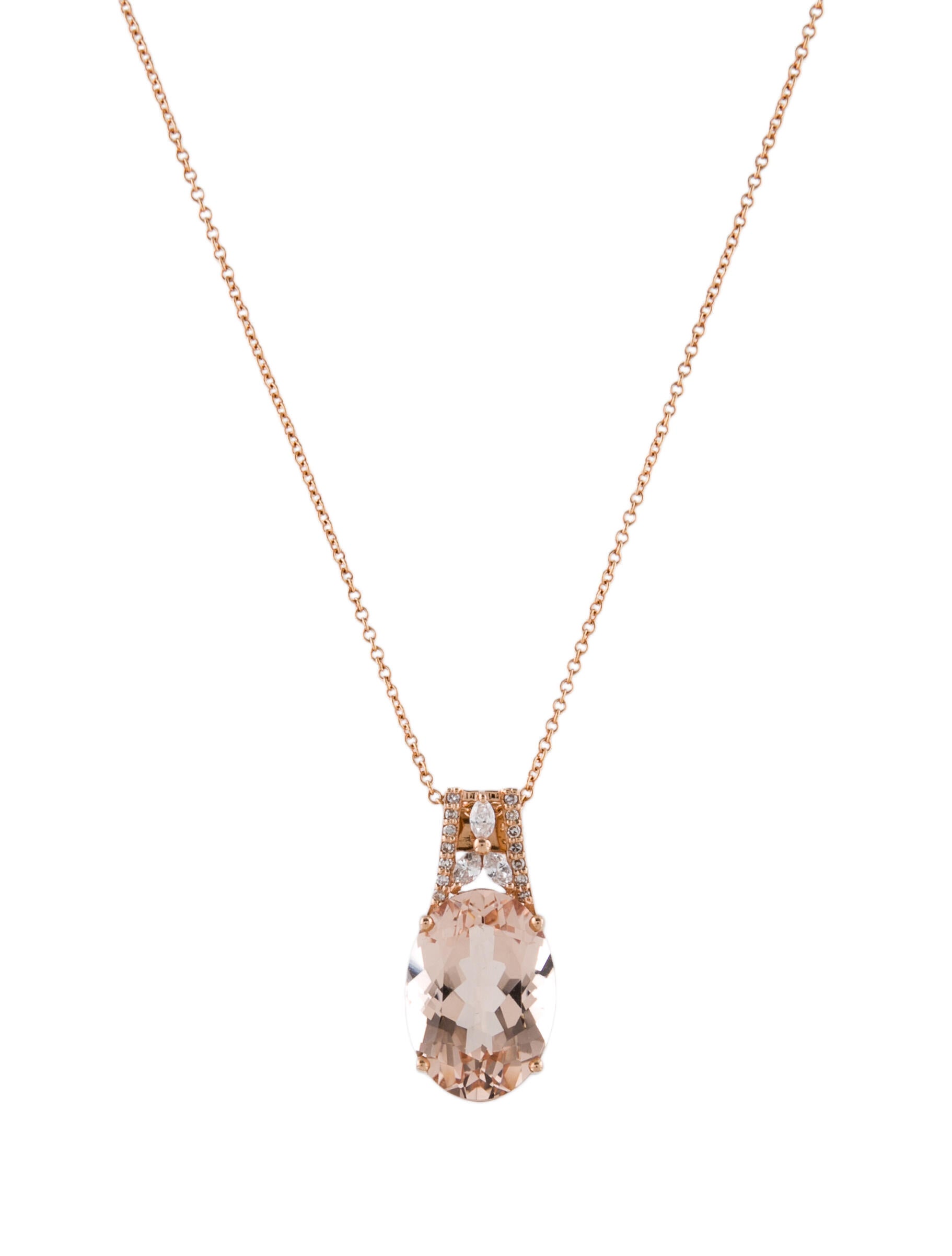 Effy Jewelry 14K Morganite & Diamond Pendant Necklace - 14K Rose Gold ...