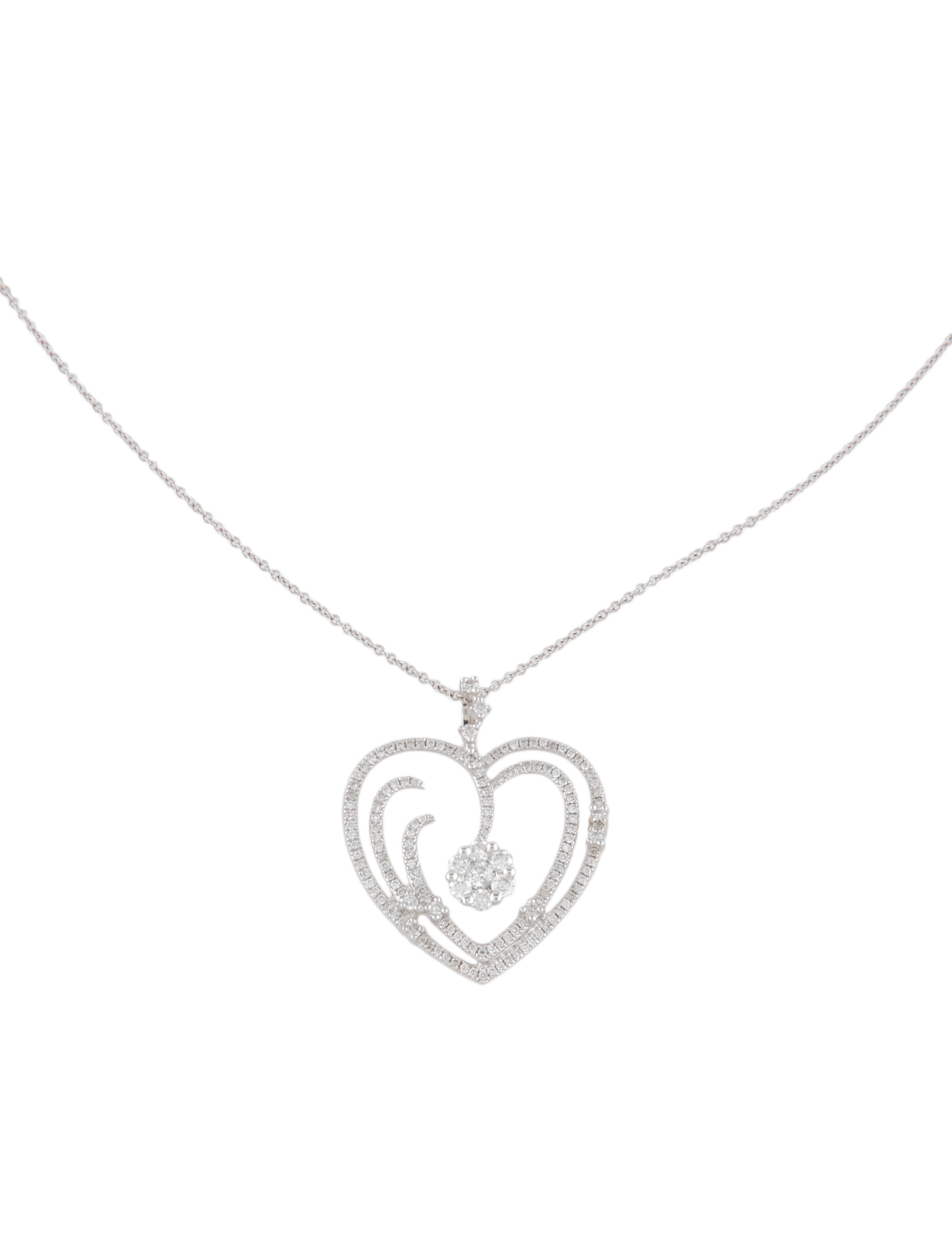 Effy Jewelry 18K Diamond Heart Pendant w/ 14K Necklace - 14K White Gold ...