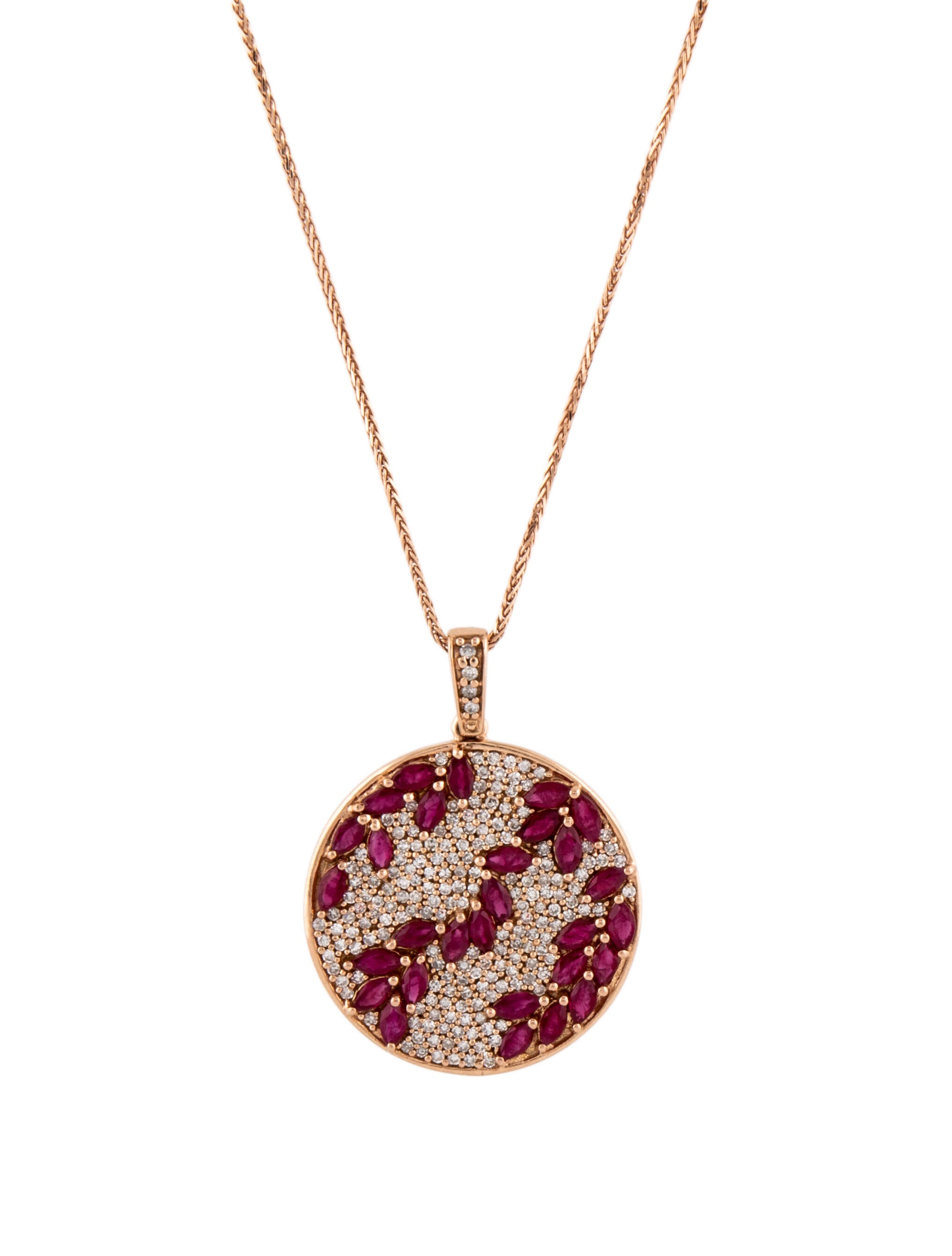 Effy Jewelry 14K Ruby & Diamond Rosa Pendant Necklace - 14K Rose Gold ...