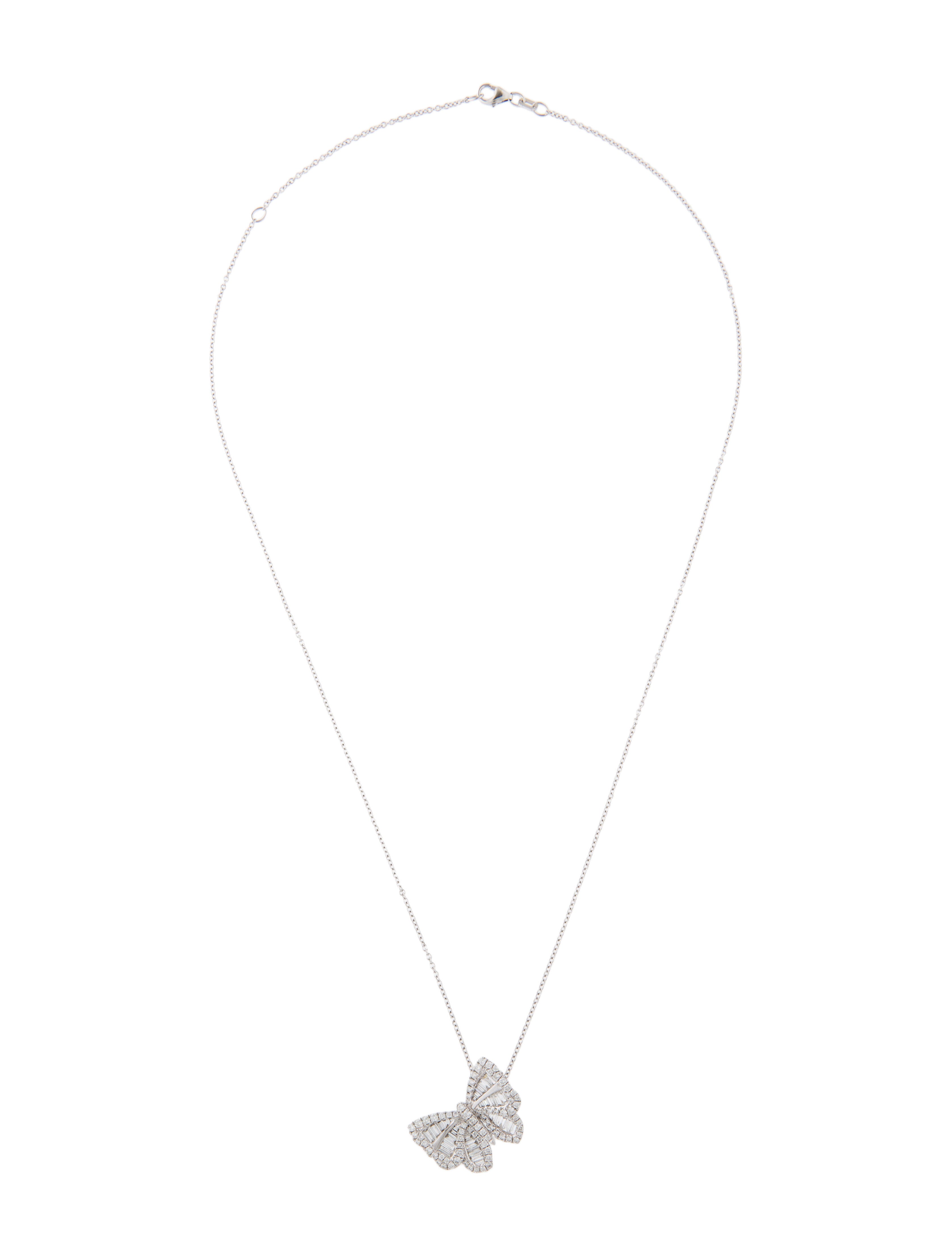 Effy Jewelry 14K Diamond Butterly Pendant Necklace - Rhodium-Plated 14K ...