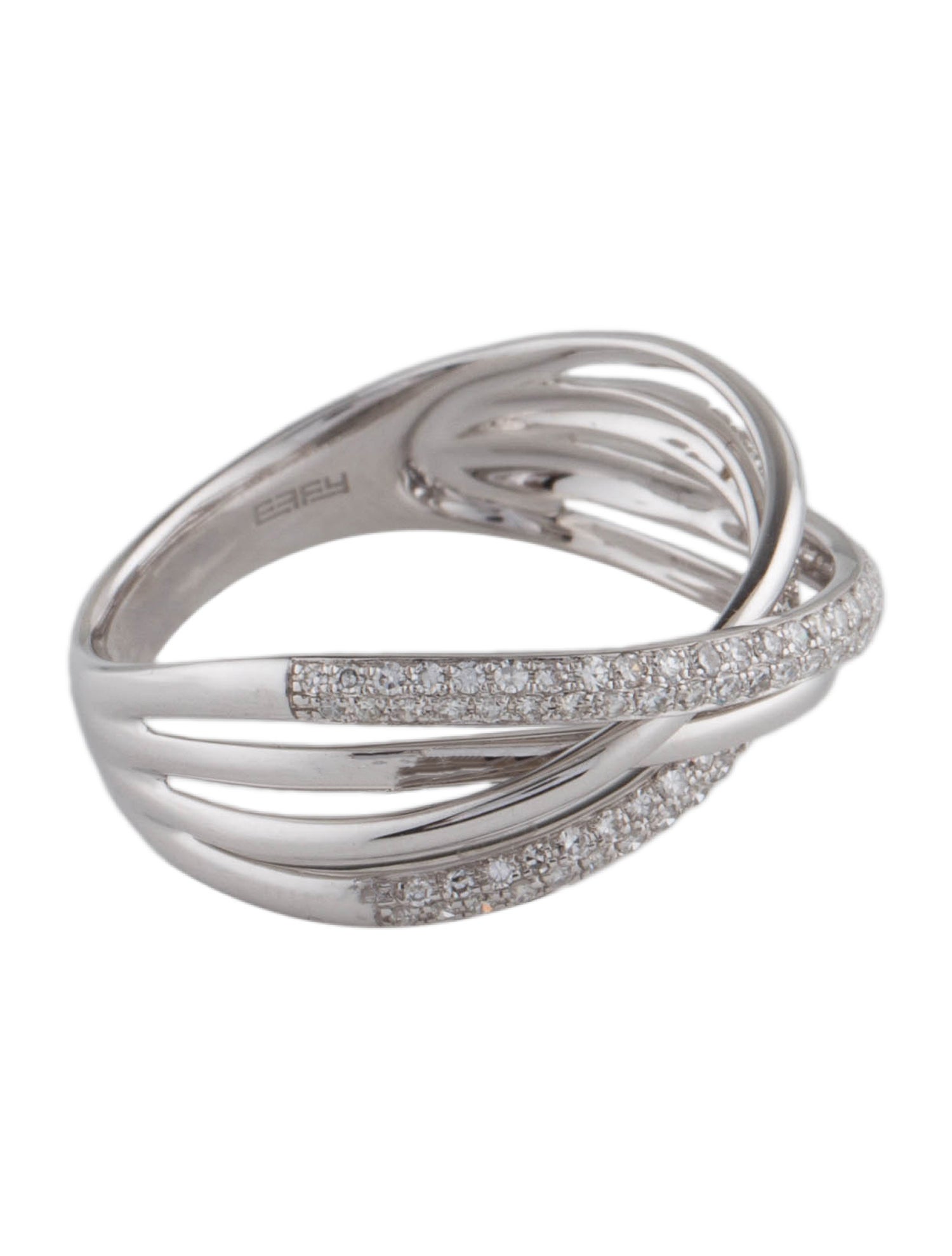 Effy Jewelry 14K Diamond Classica Criss Cross Ring - Rhodium-Plated 14K ...