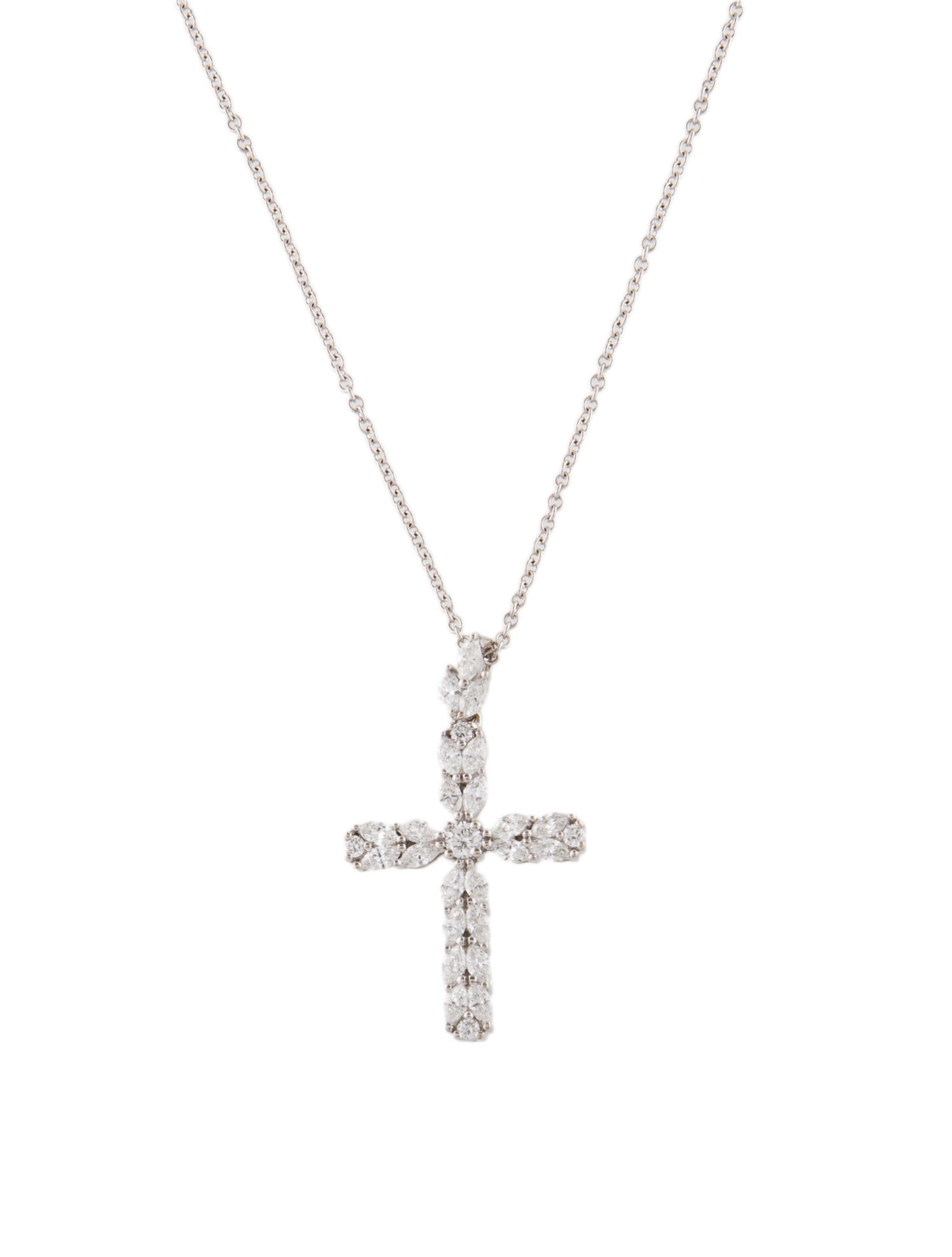 Effy Jewelry 18K Diamond Cross Pendant Necklace - Rhodium-Plated 18K ...