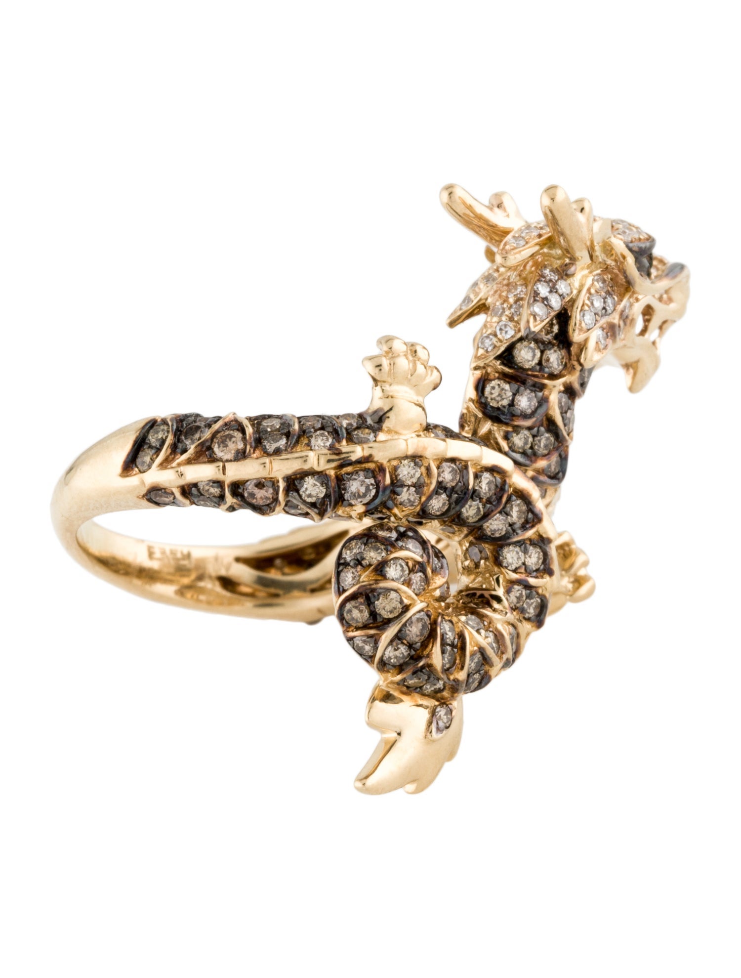 Effy Jewelry 14K Diamond & Emerald Accent Dragon Statement Ring - 14K ...