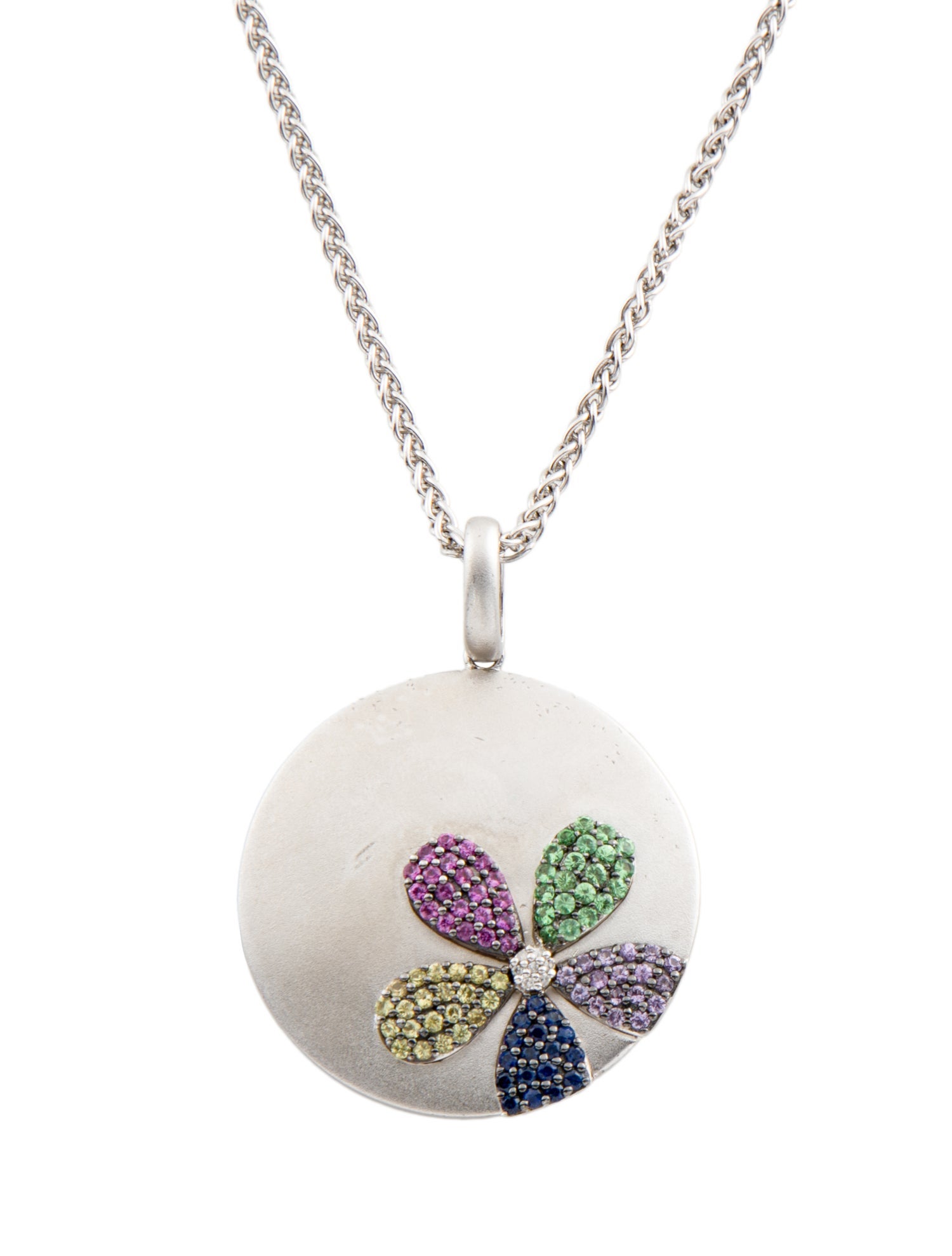 Effy Jewelry Sapphire, Tsavorite, & Diamond Floral Pendant Necklace ...