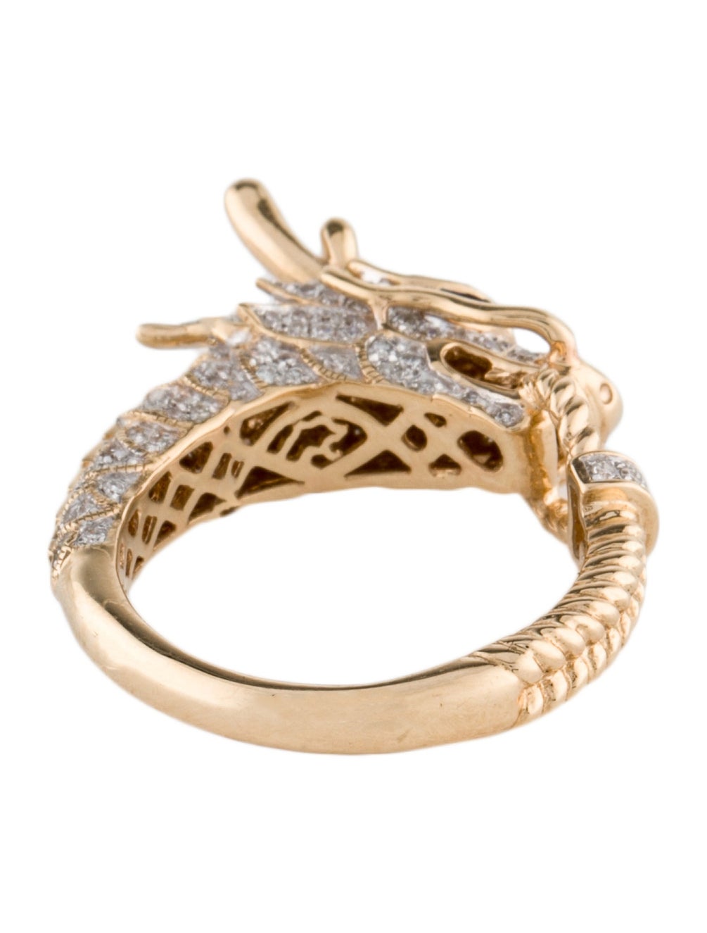Effy Jewelry 14K Diamond Dragon Ring - 14K Yellow Gold Band, Rings ...