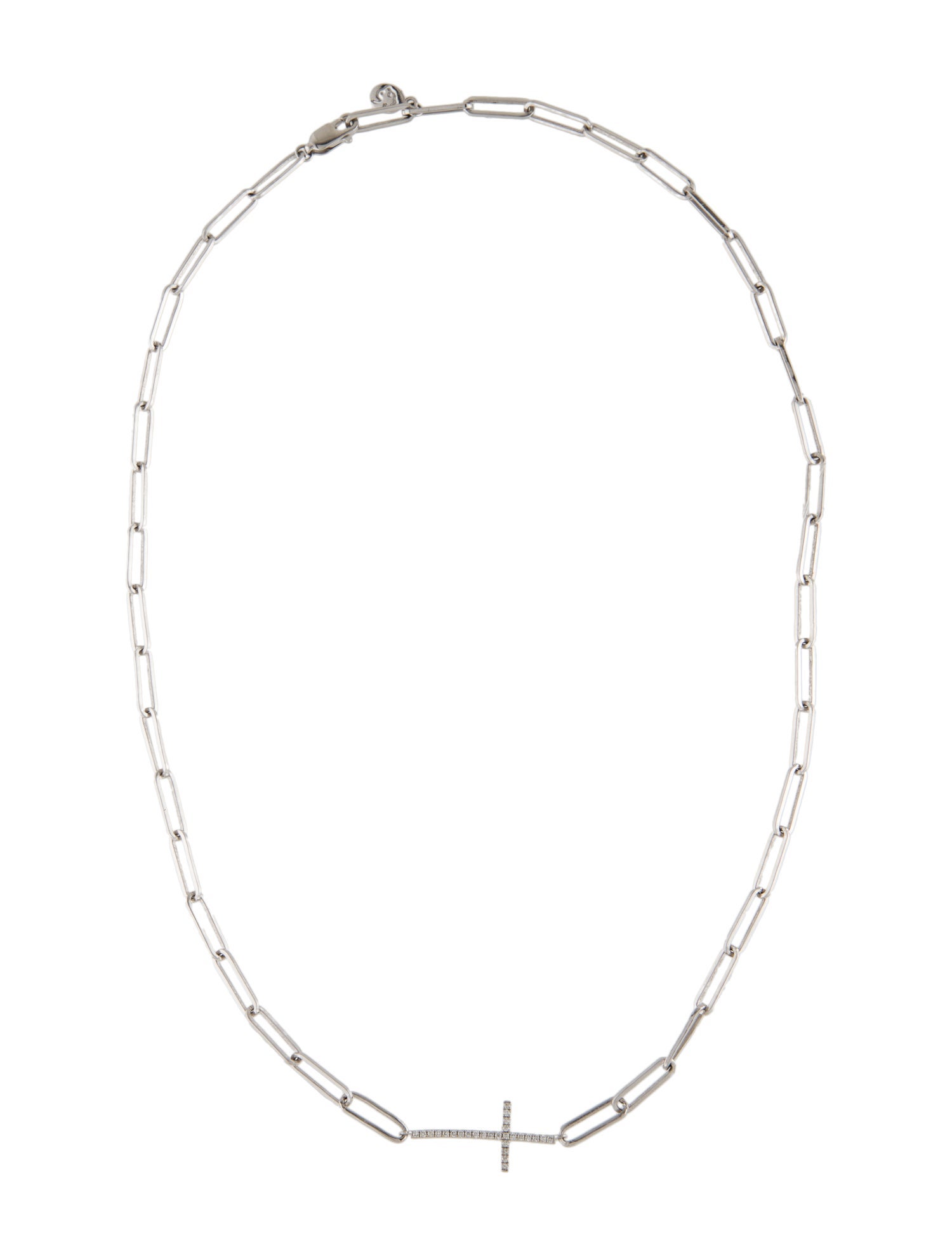 Effy Jewelry Diamond Cross Paperclip Chain Necklace - 925 Sterling ...