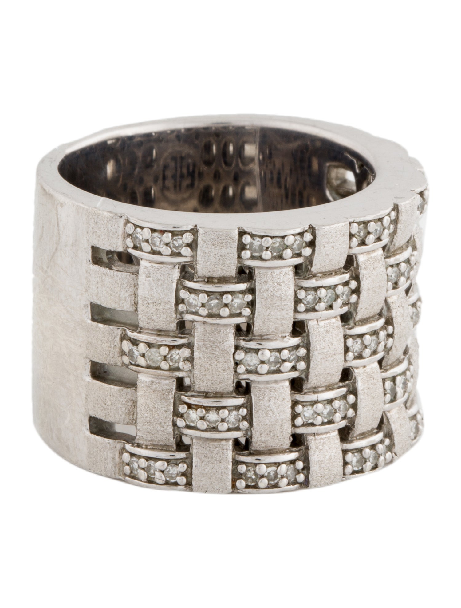 Effy Jewelry Diamond Basket Weave Band - Sterling Silver Band, Rings ...