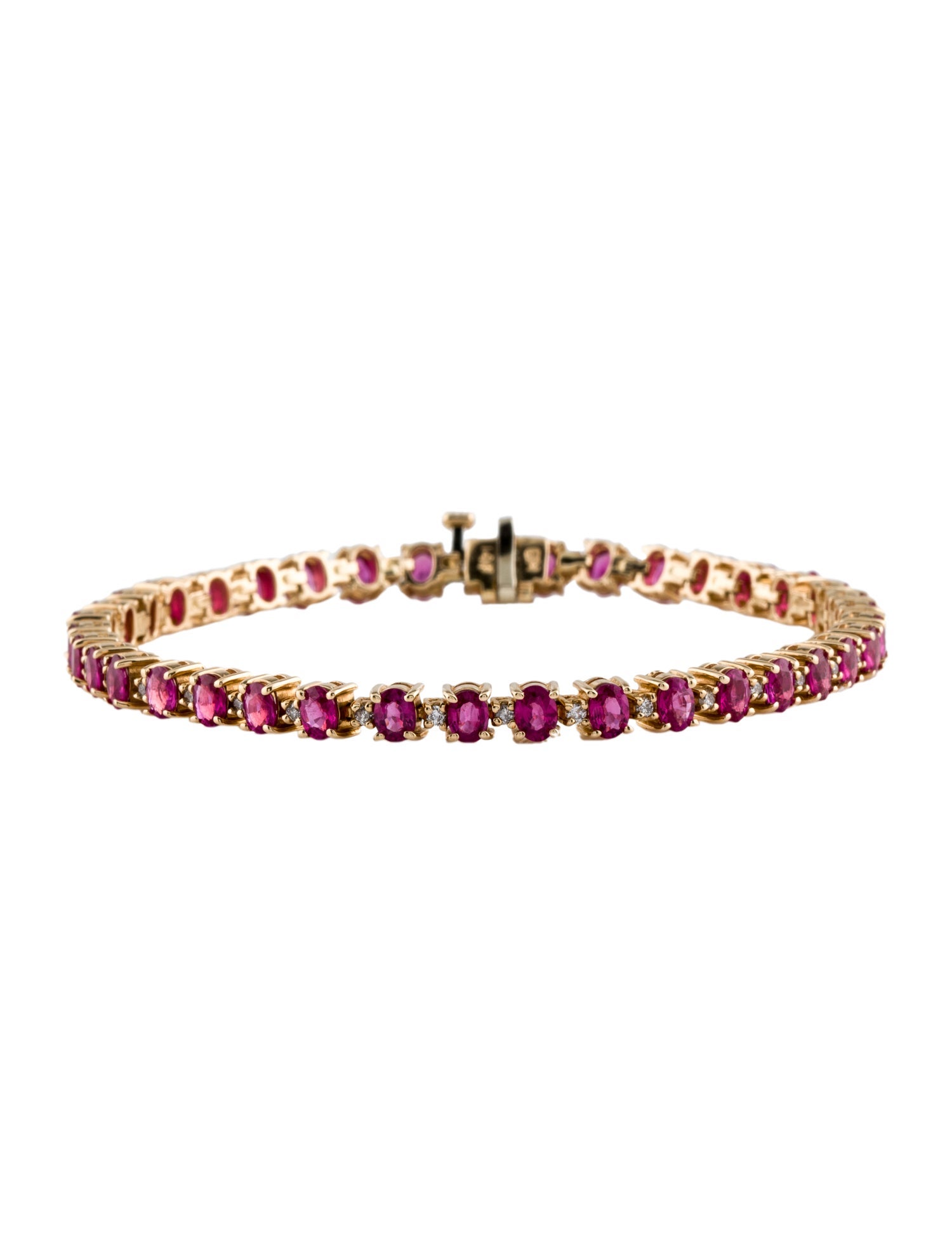 Effy Jewelry 14K Ruby & Diamond Tennis Bracelet - 14K Yellow Gold Link ...
