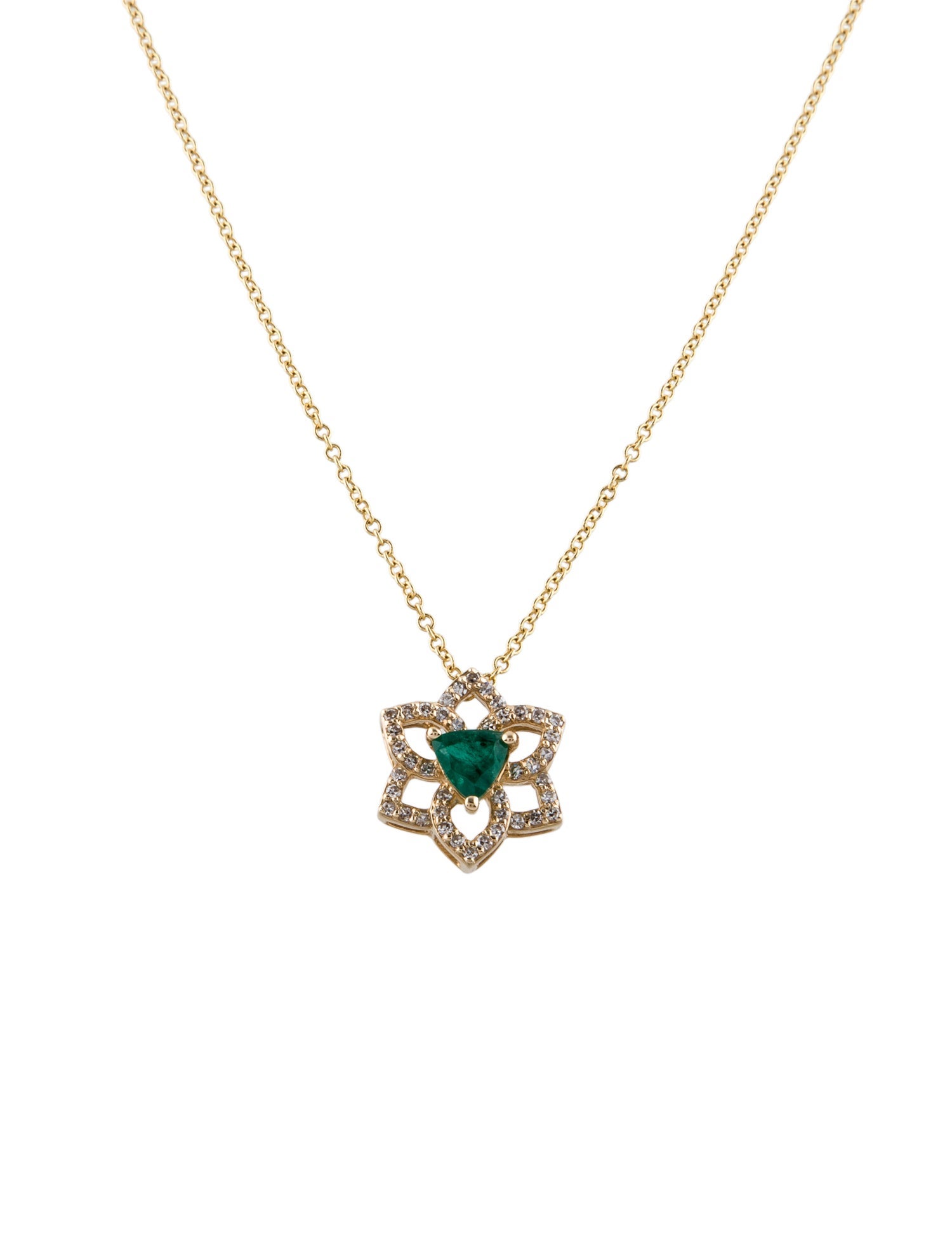 Effy Jewelry 14K Emerald & Diamond Pendant Necklace - 14K Yellow Gold ...