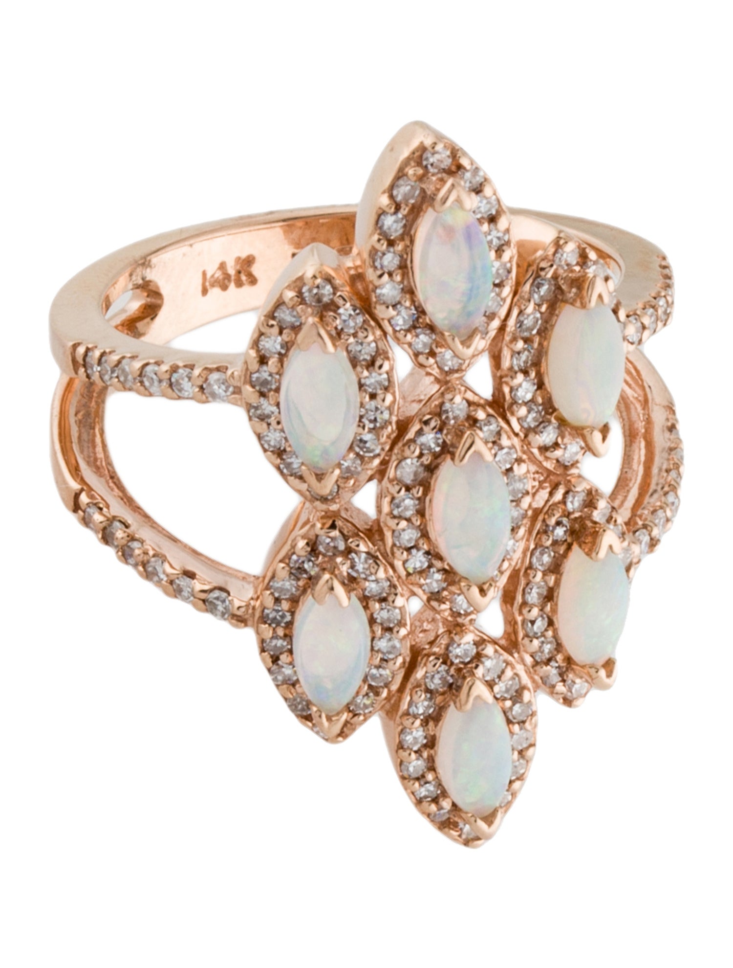 Effy Jewelry 14K Opal & Diamond Cocktail Ring - 14K Rose Gold Cocktail ...