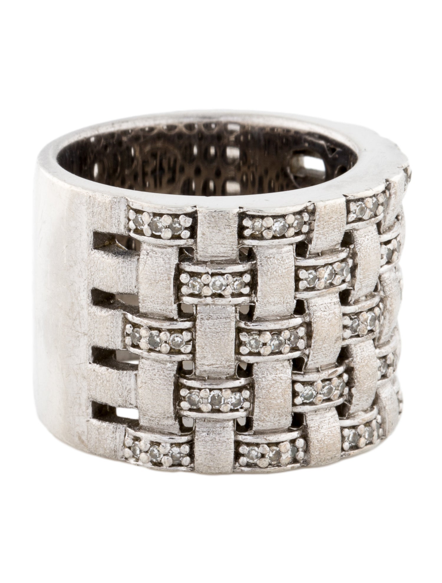 Effy Jewelry Diamond Basket Weave Band - Sterling Silver Band, Rings - EFF30655 | The RealReal