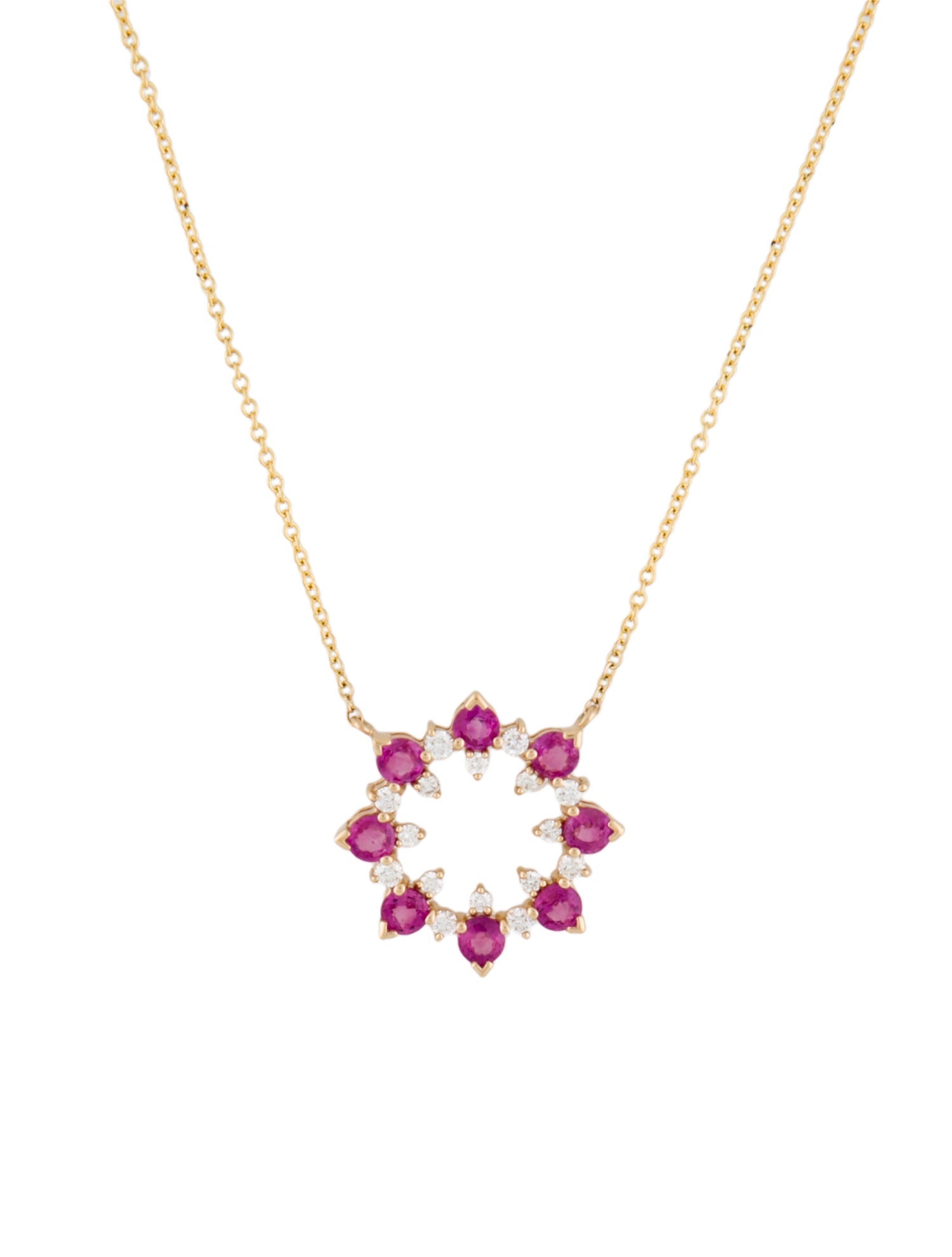 Effy Jewelry 14K Ruby & Diamond Circle Pendant Necklace - 14K Yellow ...