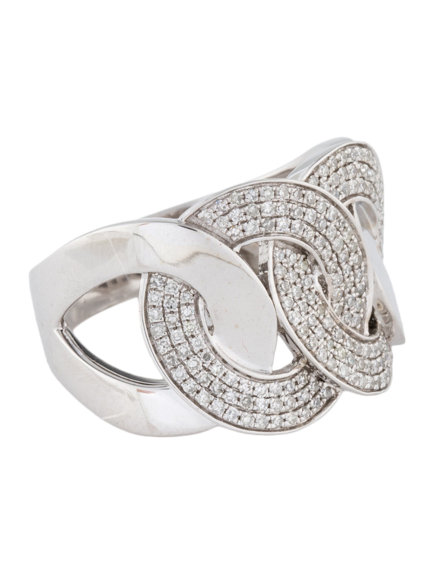 Effy Jewelry 14K Diamond Interlocking Circle Ring - Rhodium-Plated 14K White Gold Band, Rings ...