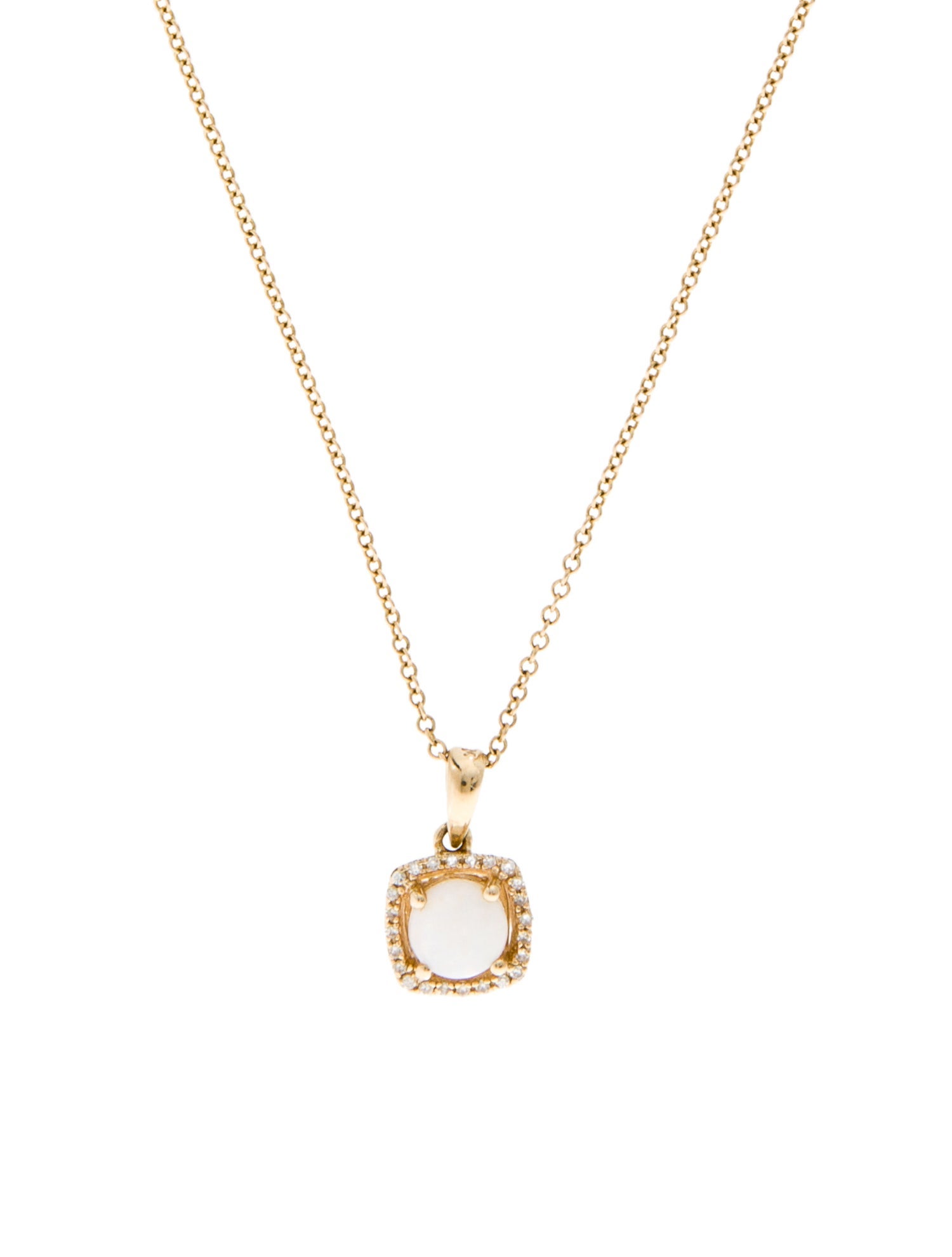 Effy Jewelry 14K Opal & Diamond Pendant Necklace - 14K Yellow Gold ...