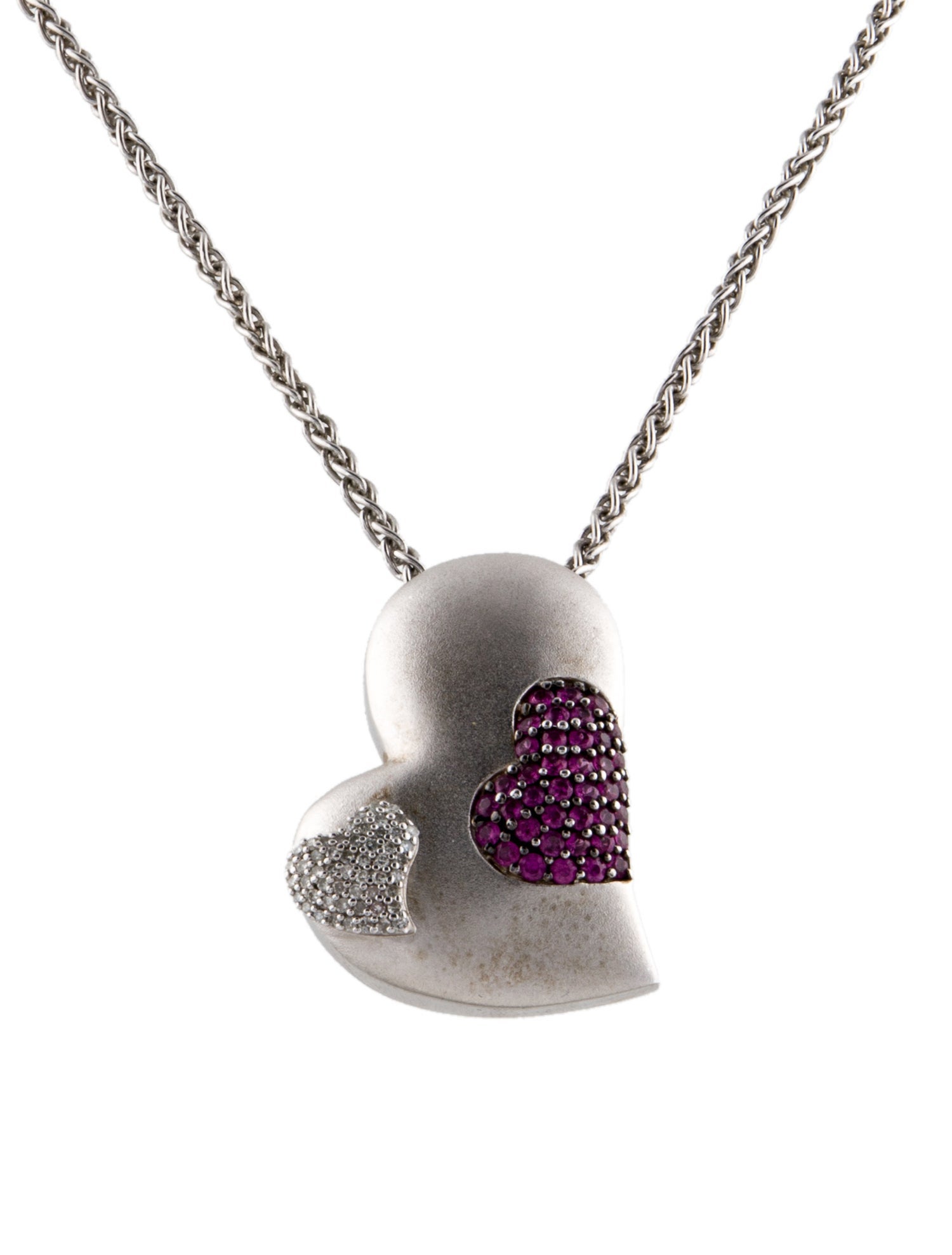 Effy Jewelry Ruby & Diamond Heart Pendant Necklace - Sterling Silver ...