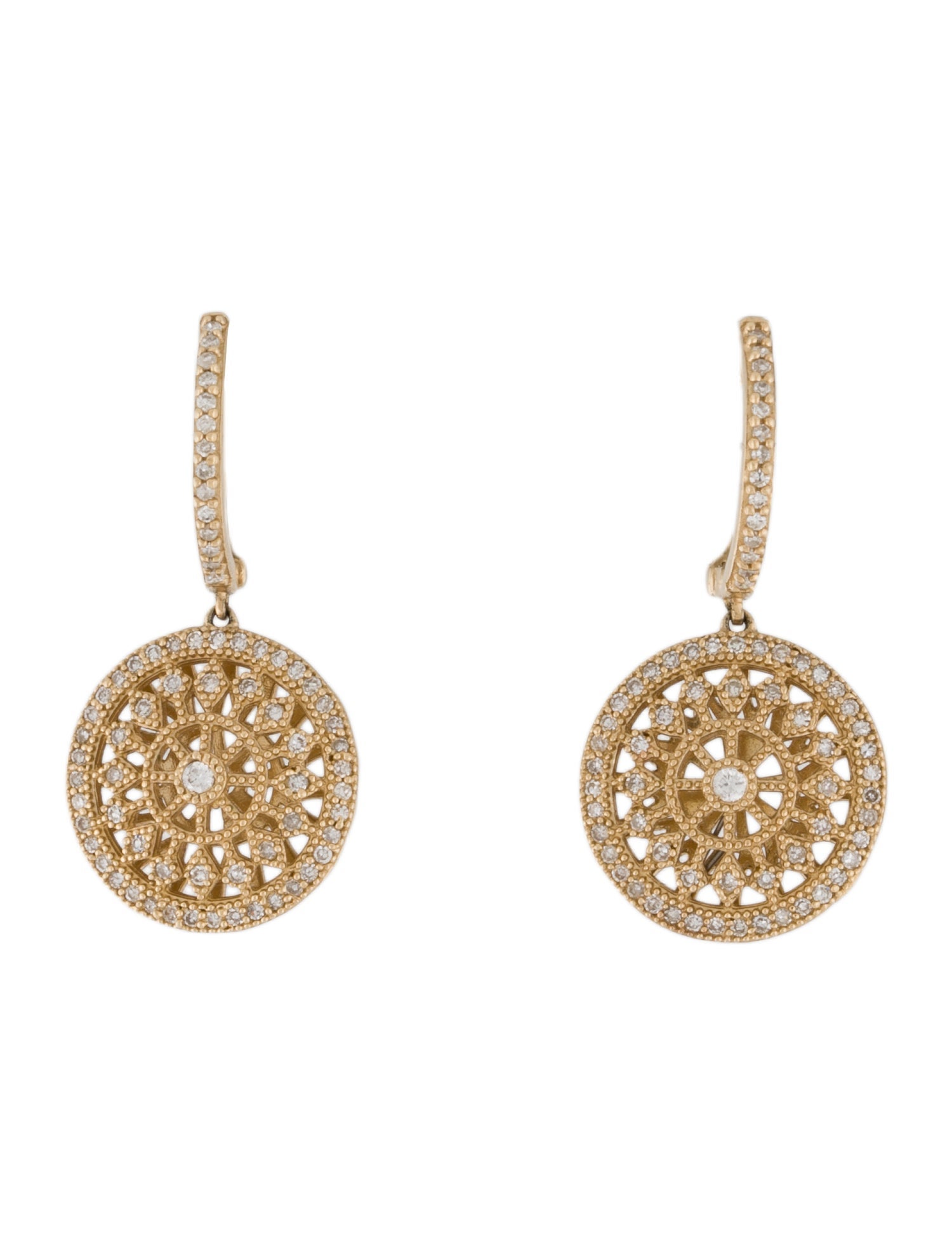 Effy Jewelry 14K Diamond Round Drop Earrings - 14K Yellow Gold Drop ...