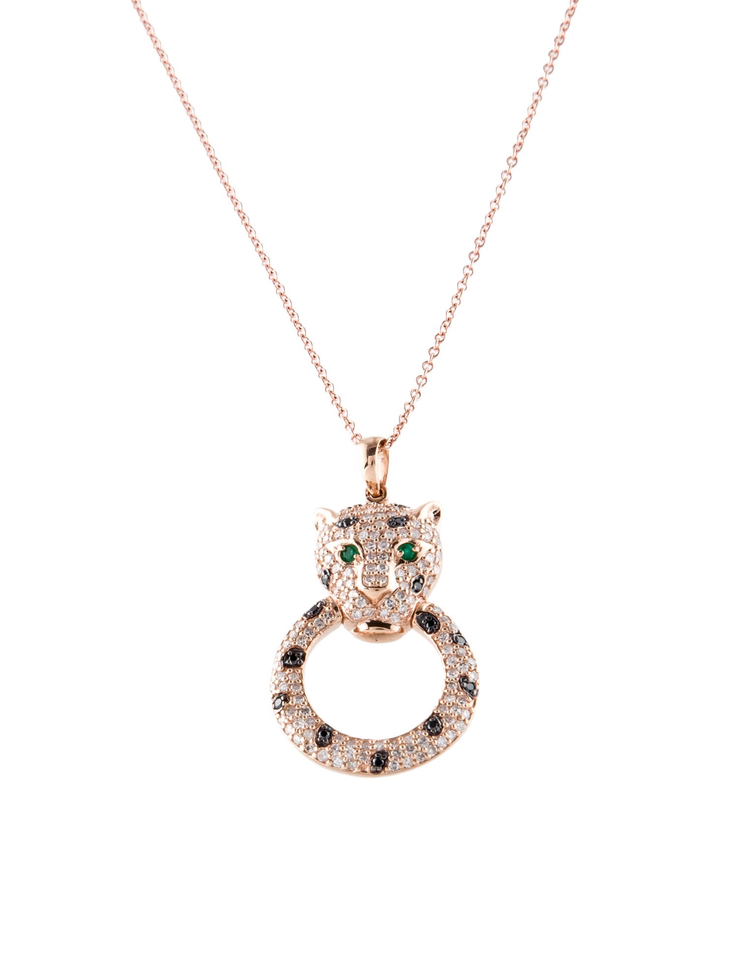 Effy Jewelry 14K Emerald & Diamond Panther Loop Pendant Necklace ...