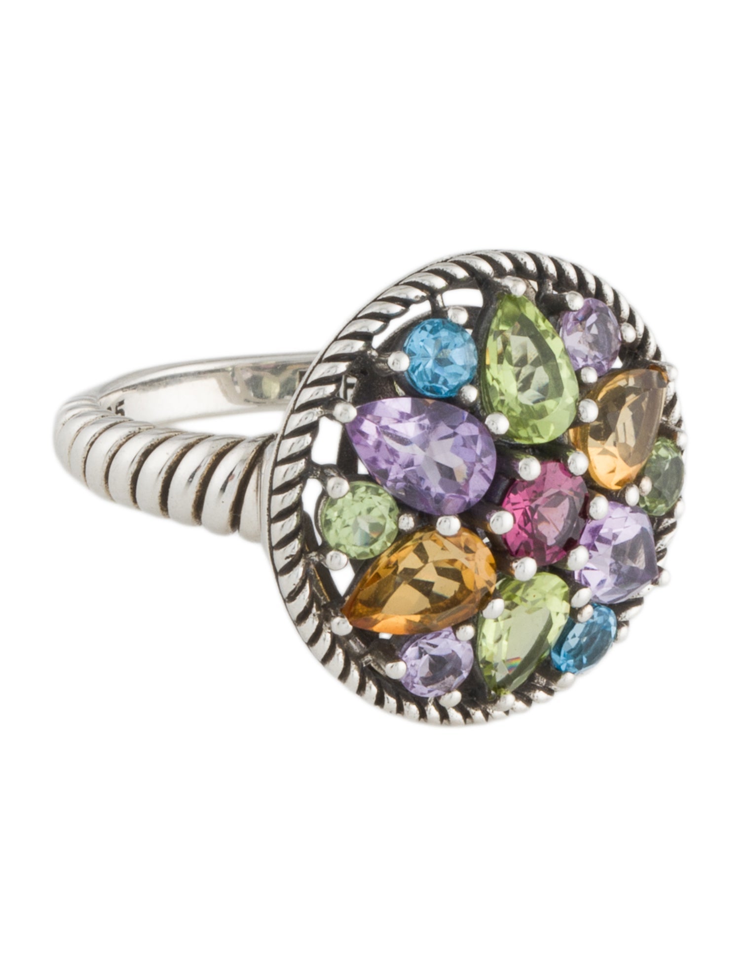 Effy Jewelry Multistone Floral Ring - Sterling Silver Cocktail Ring ...