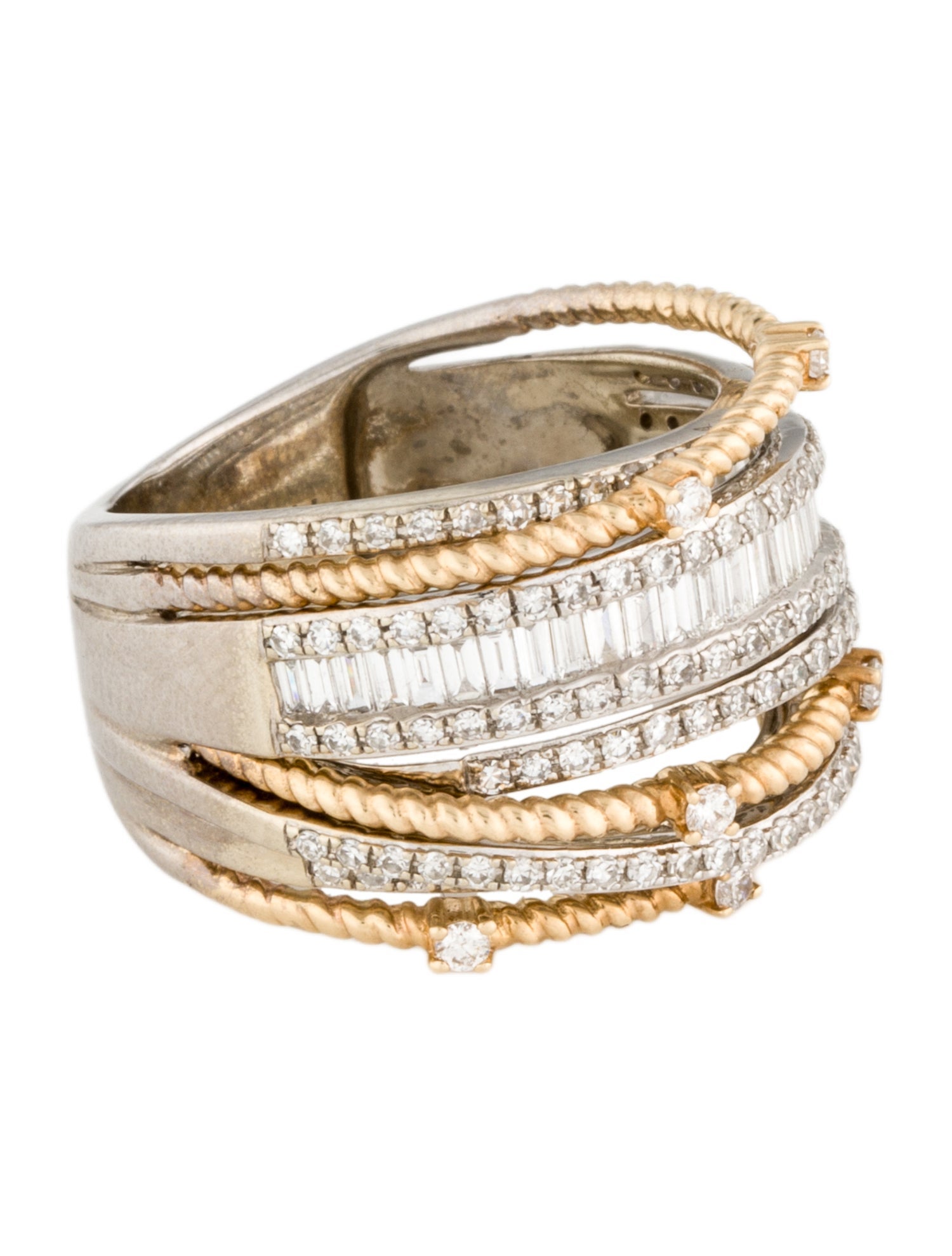 Effy Jewelry 14K Diamond Two Tone Multi Band Ring - 14K Yellow Gold ...