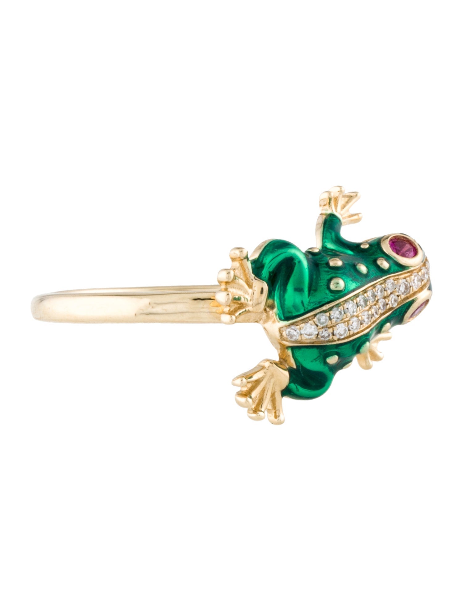 Effy Jewelry 14K Ruby, Diamond & Enamel Toad Cocktail Ring - Cocktail ...