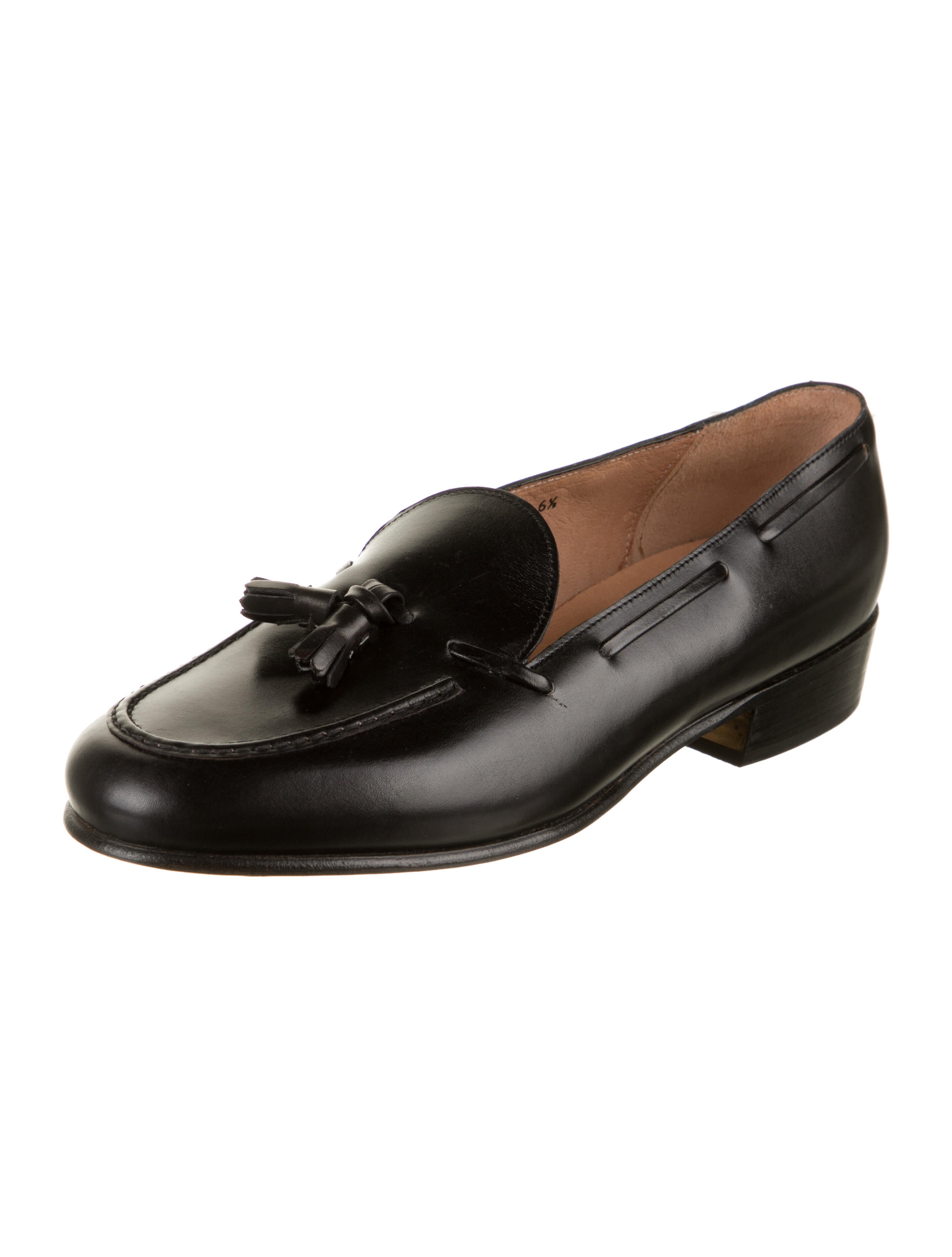Edward Green Leather Tassel Accents Dress Loafers - Black Loafers ...