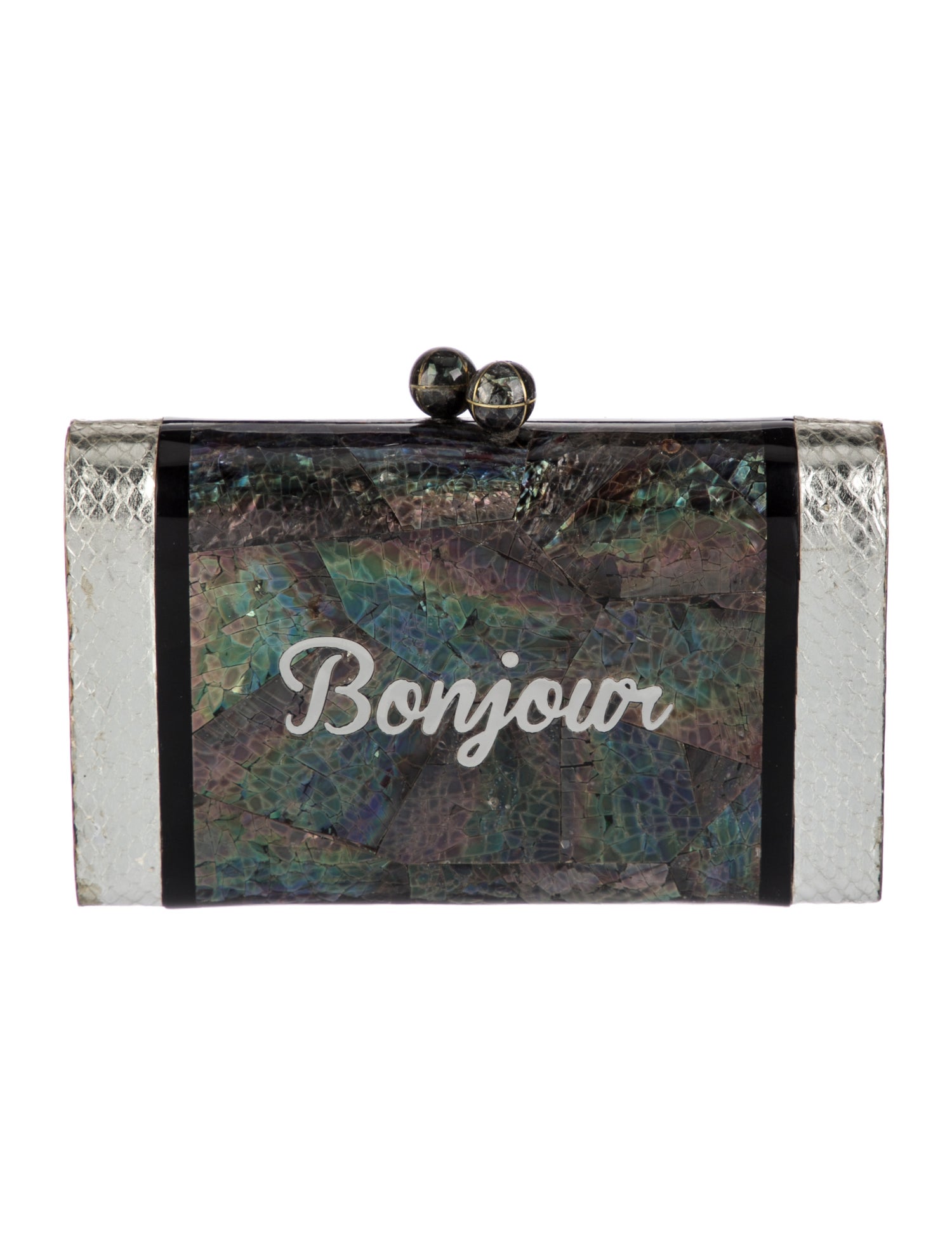 Emm Kuo Embossed Leather Shell Clutch - Metallic Clutches, Handbags ...