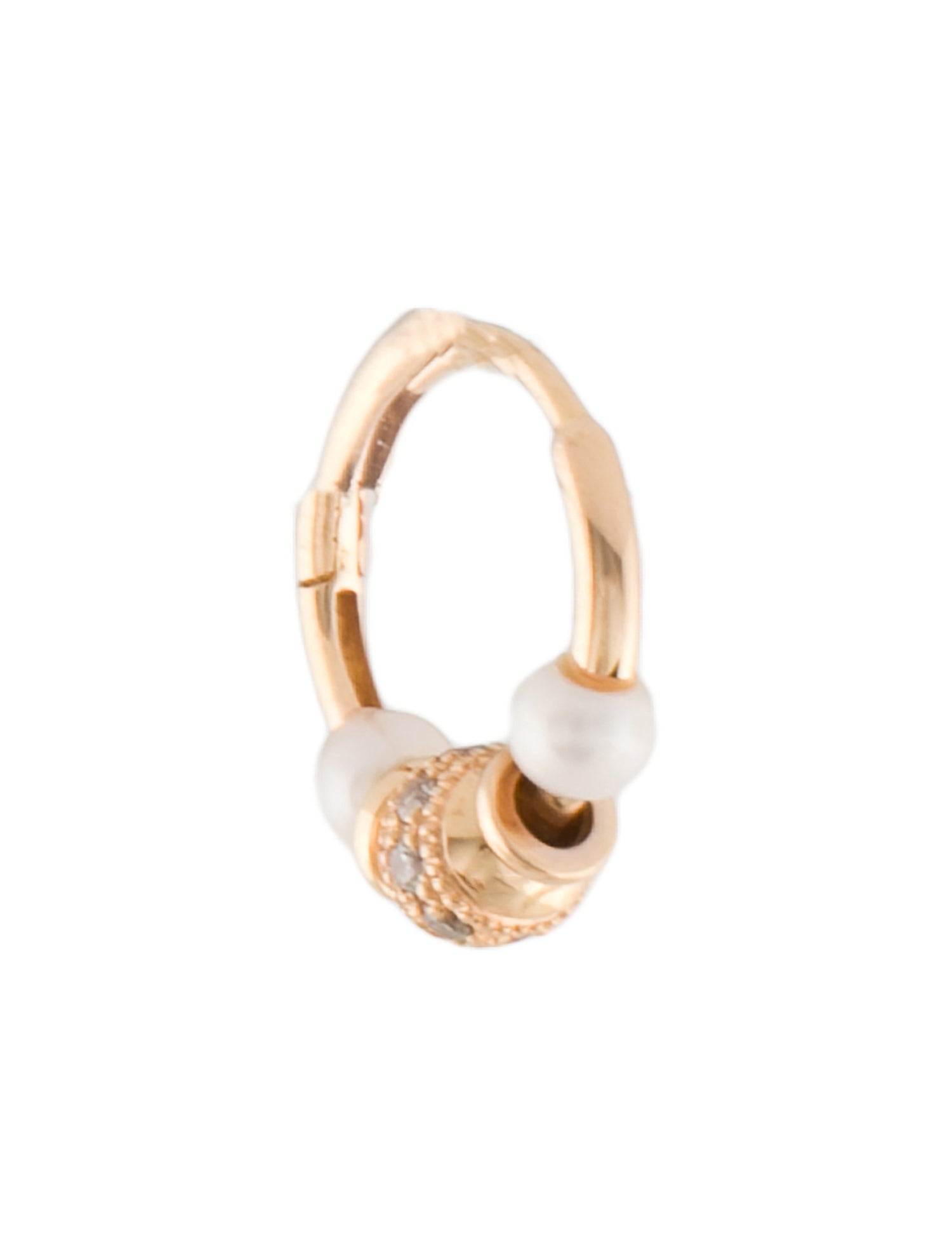 Elise Dray 18K Pearl & Diamond Single Huggie - 18K Yellow Gold Huggie ...