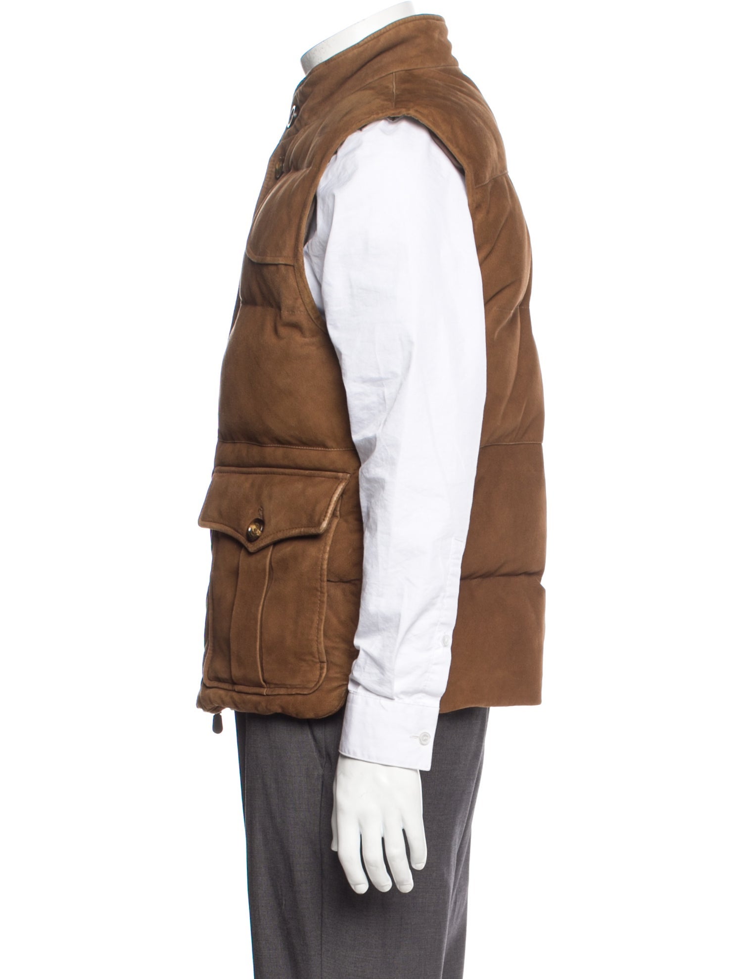 Eleventy Suede Vest - Brown Outerwear, Clothing - ELEVE23885 | The RealReal