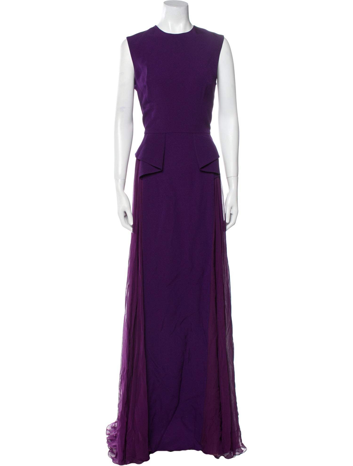 Elie Saab Crew Neck Long Dress - Purple Dresses, Clothing - ELI24319 ...