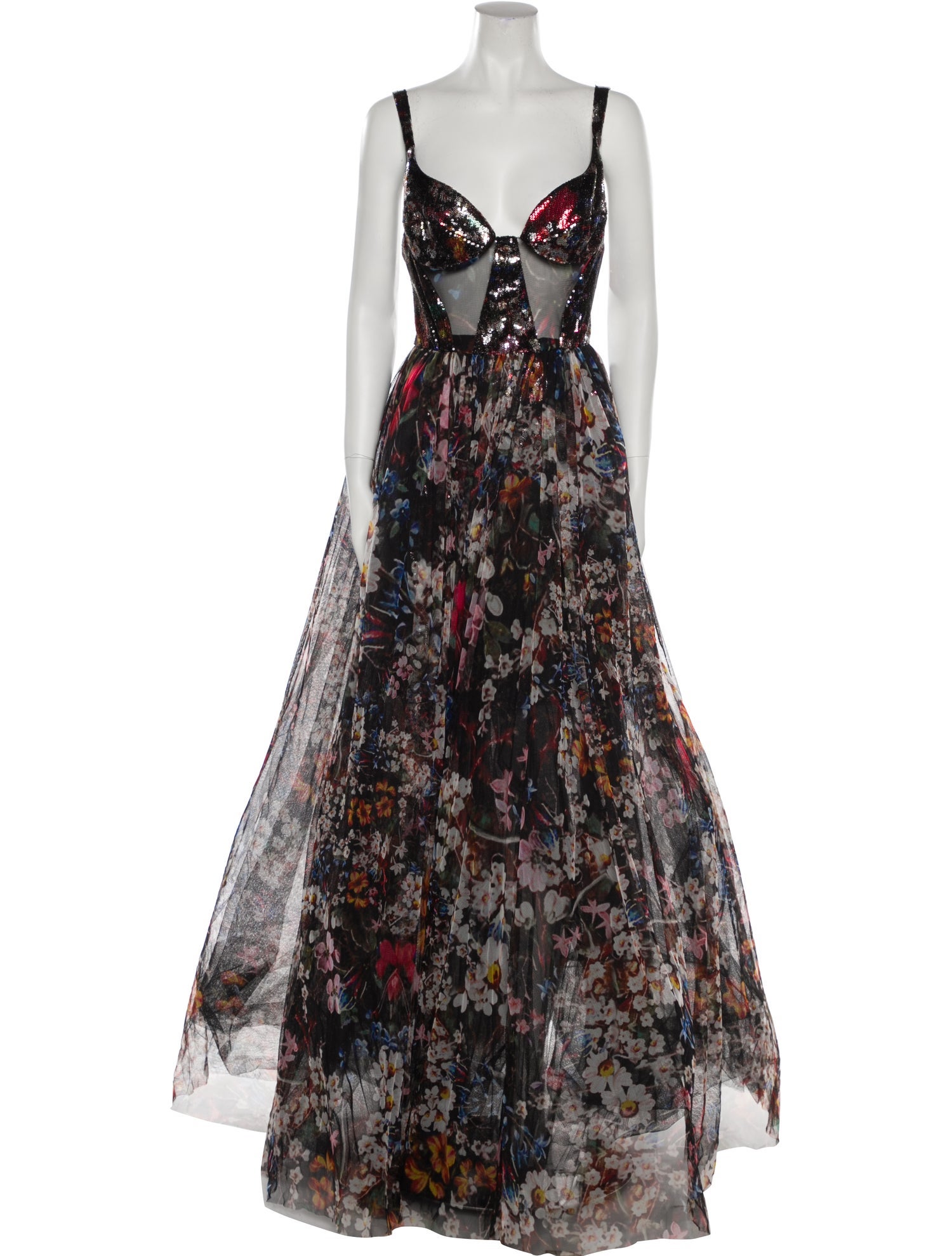 Elie Saab Floral Print Long Dress - Black Dresses, Clothing - ELI25578 ...