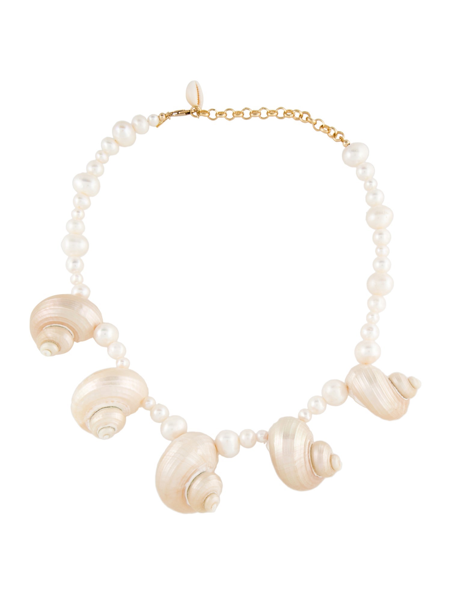 éliou Pearl & Shell Bead Necklace - White, Gold-Tone Metal Bead Strand ...