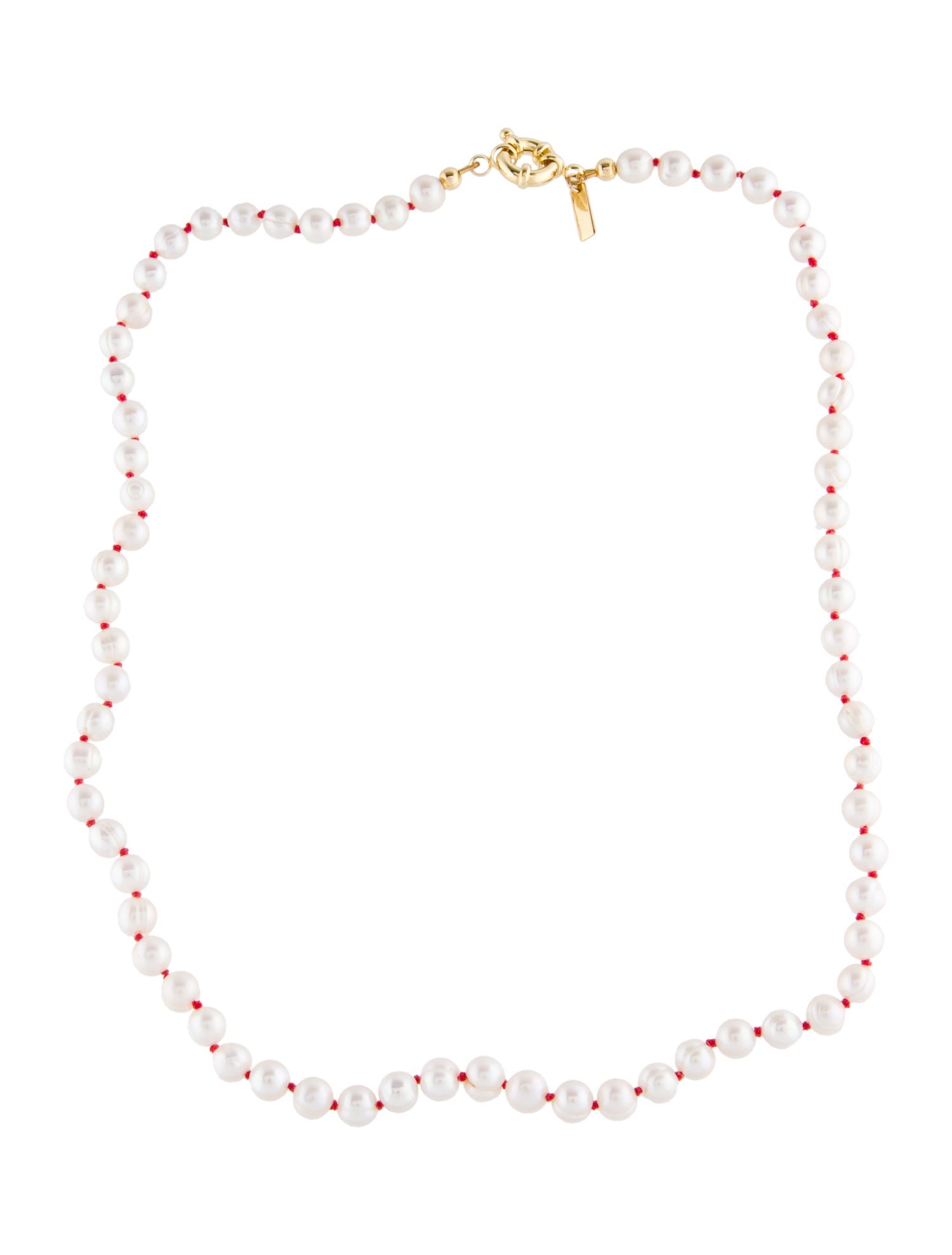 éliou Pearl & Cord Strand Necklace - Red, Gold-Tone Metal Bead Strand ...