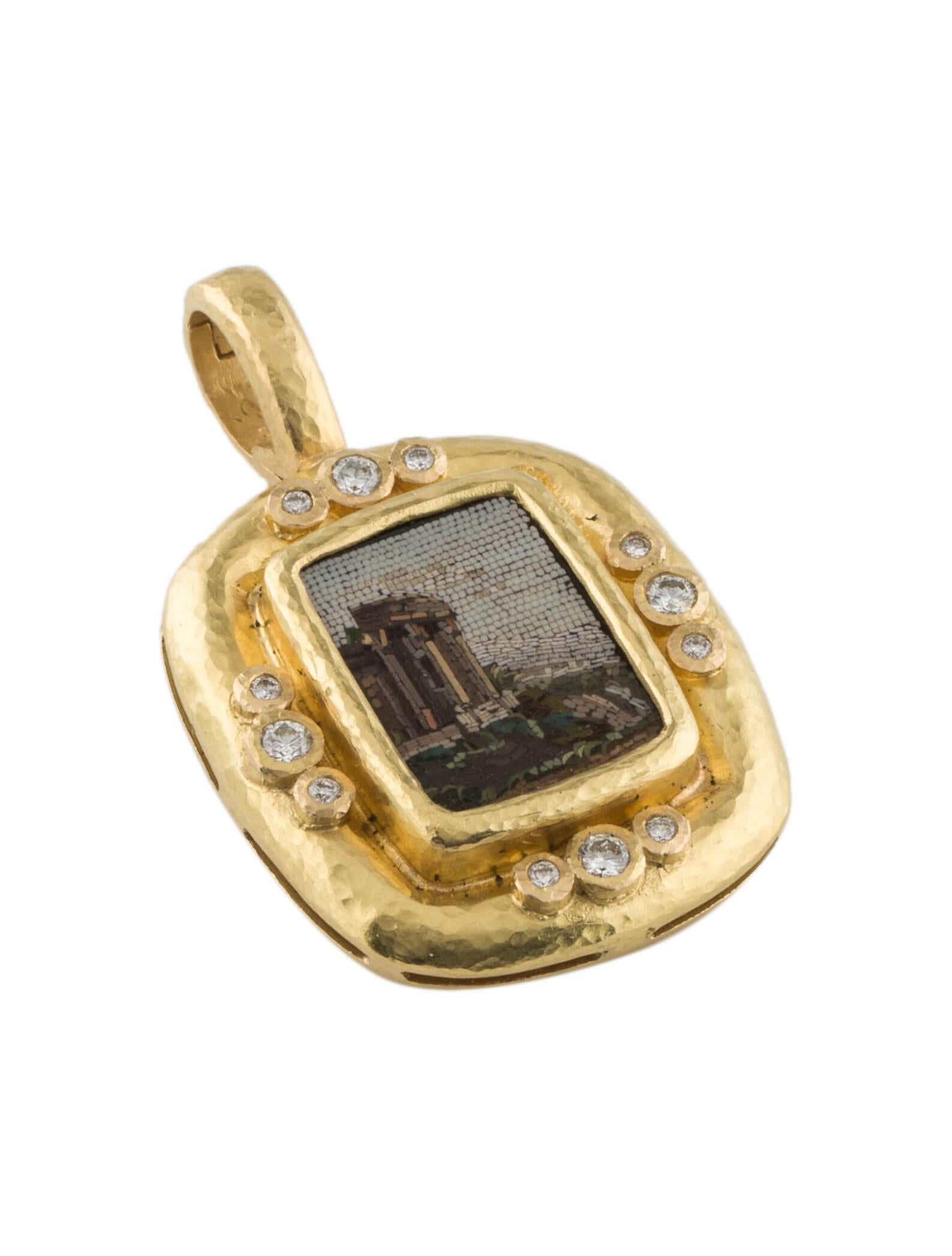 Elizabeth Locke 19K Micro Mosaic & Diamond Pendant - Pendant Necklace ...